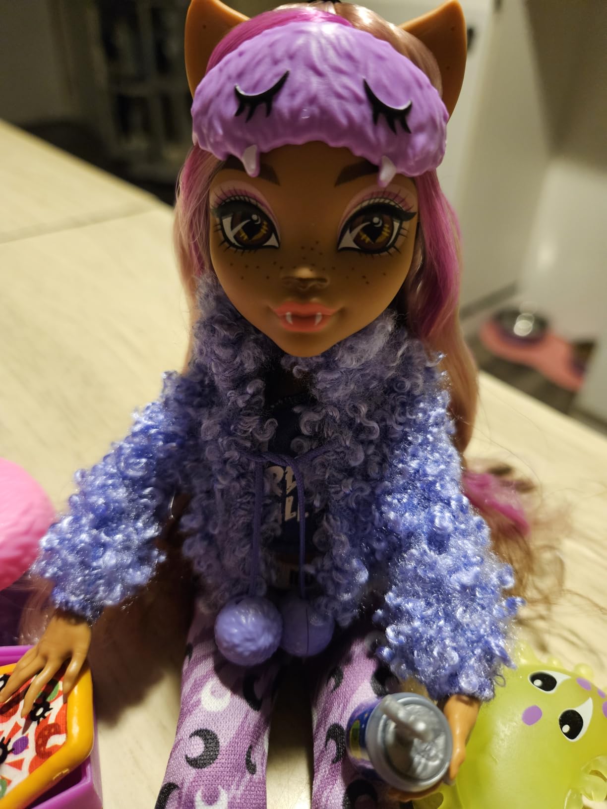Monster High Creepover Party Doll, Clawdeen Wolf with Pet Dog Crescent, Sleepover Clothes ...