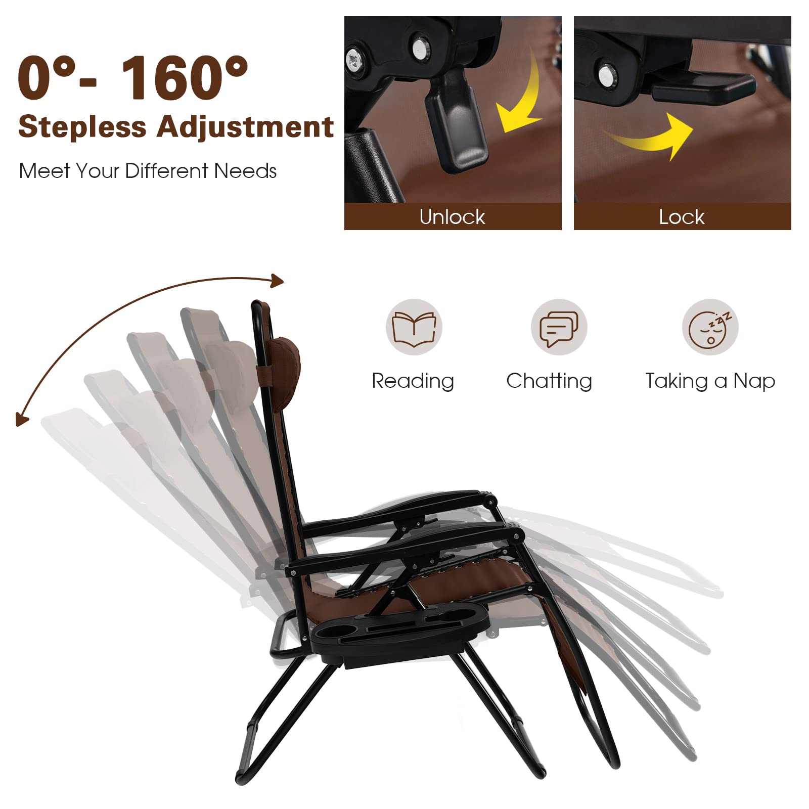 Snapklik.com : Goplus Zero Gravity Lounge Chairs, 160Adjustable Folding ...