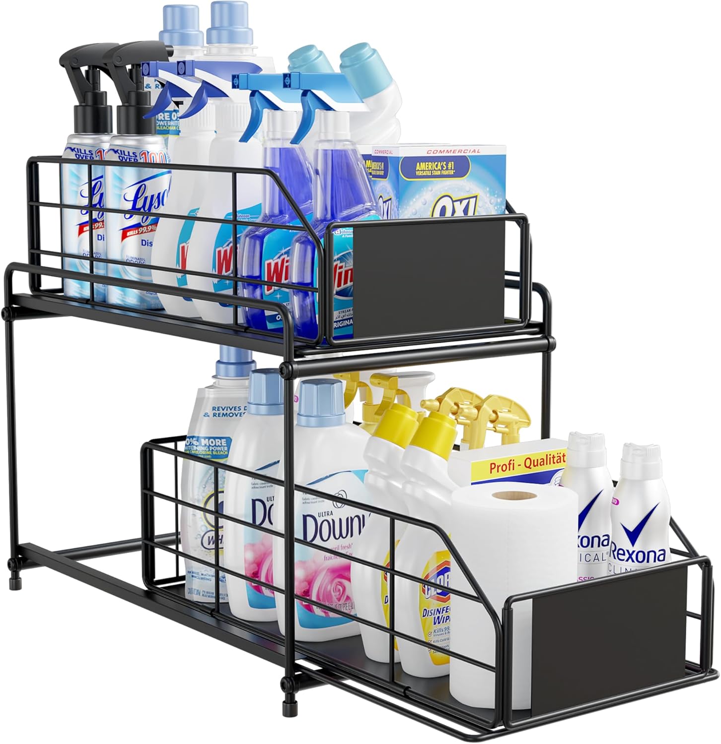 Amazon.com: 2 Tier Under Sink Organizer Sliding - Bathroom Cabinet ...