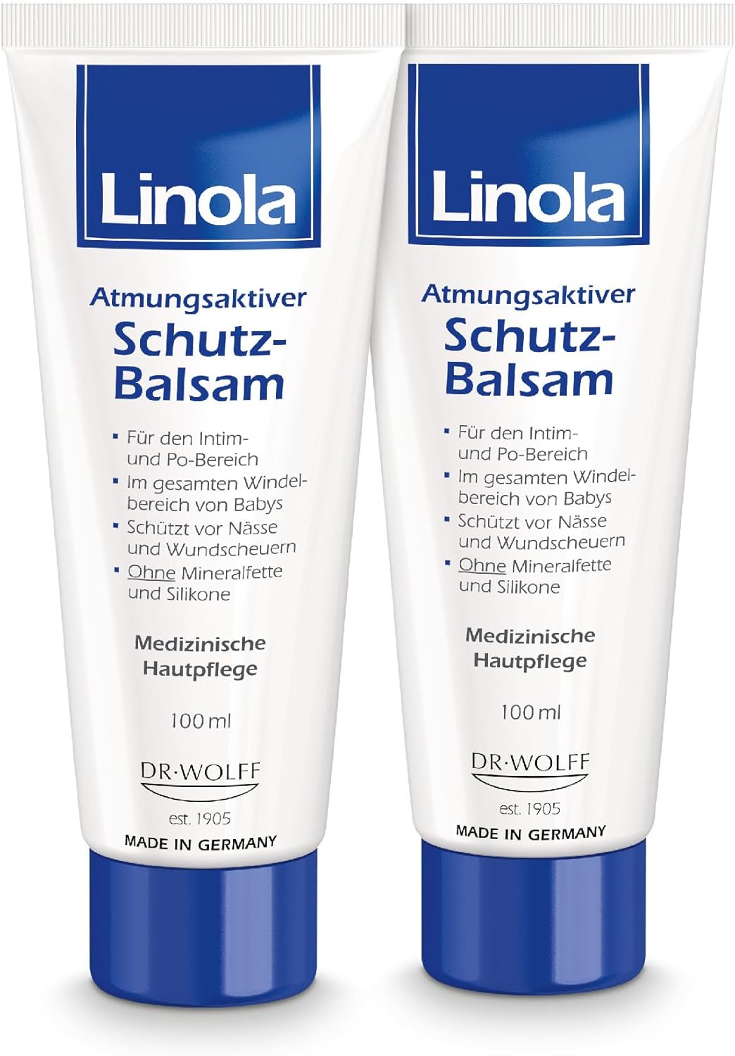 Linola Schutz-Balsam - Doppelpack = 200 ml | Creme für den Intimbereich, Leistenbereich und Po ...