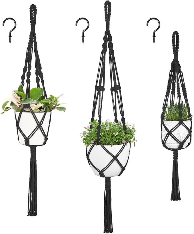 Amazon.com: Mkono 3 Pack Macrame Plant Hangers, Different Sizes Hanging Planters Indoor Basket ...