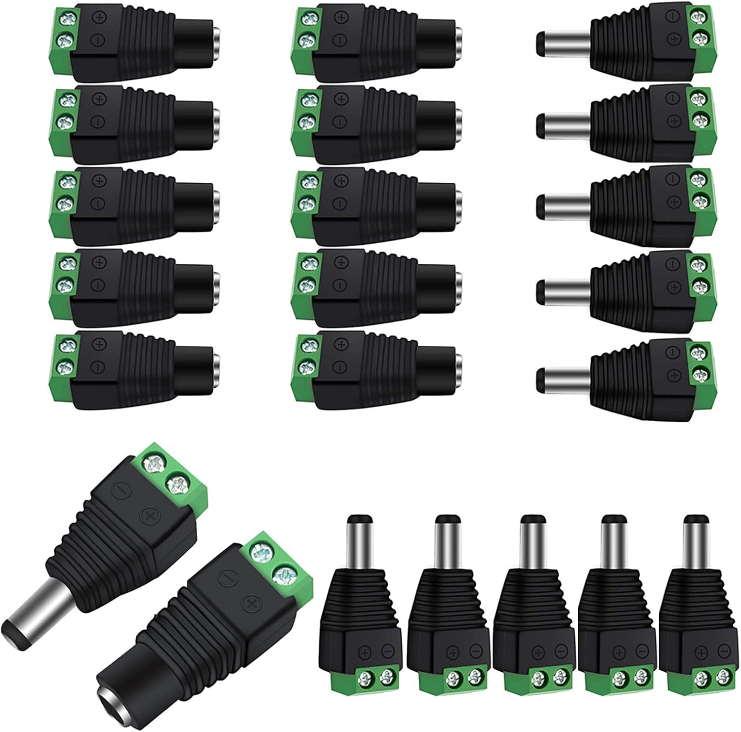 ELECDON Male & Female 2.1x5.5MM Barrel Power 12V Male and Female DC ...