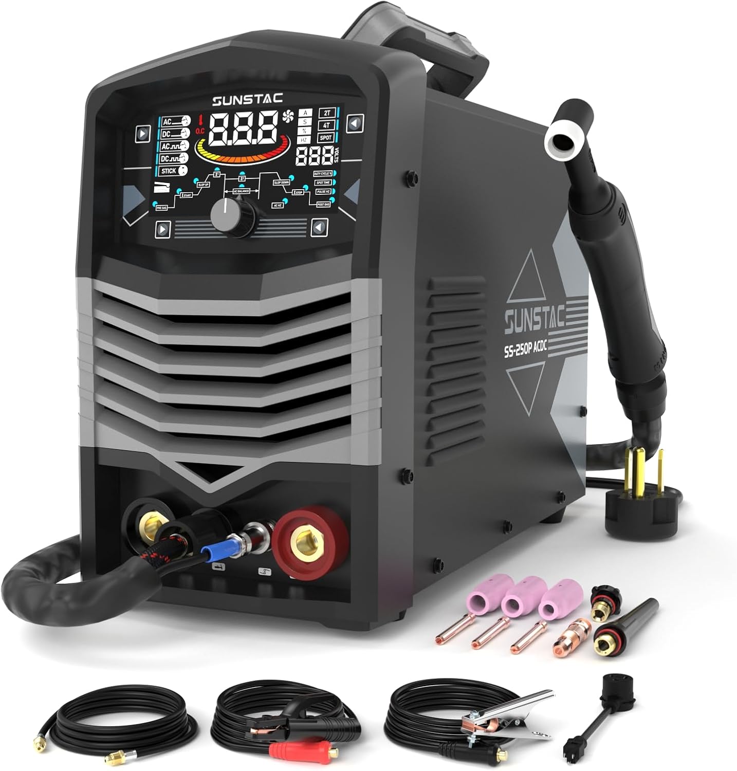 Sunstac 250A AC/DC Aluminum TIG Welder with Pulse, 110V/220V Dual ...