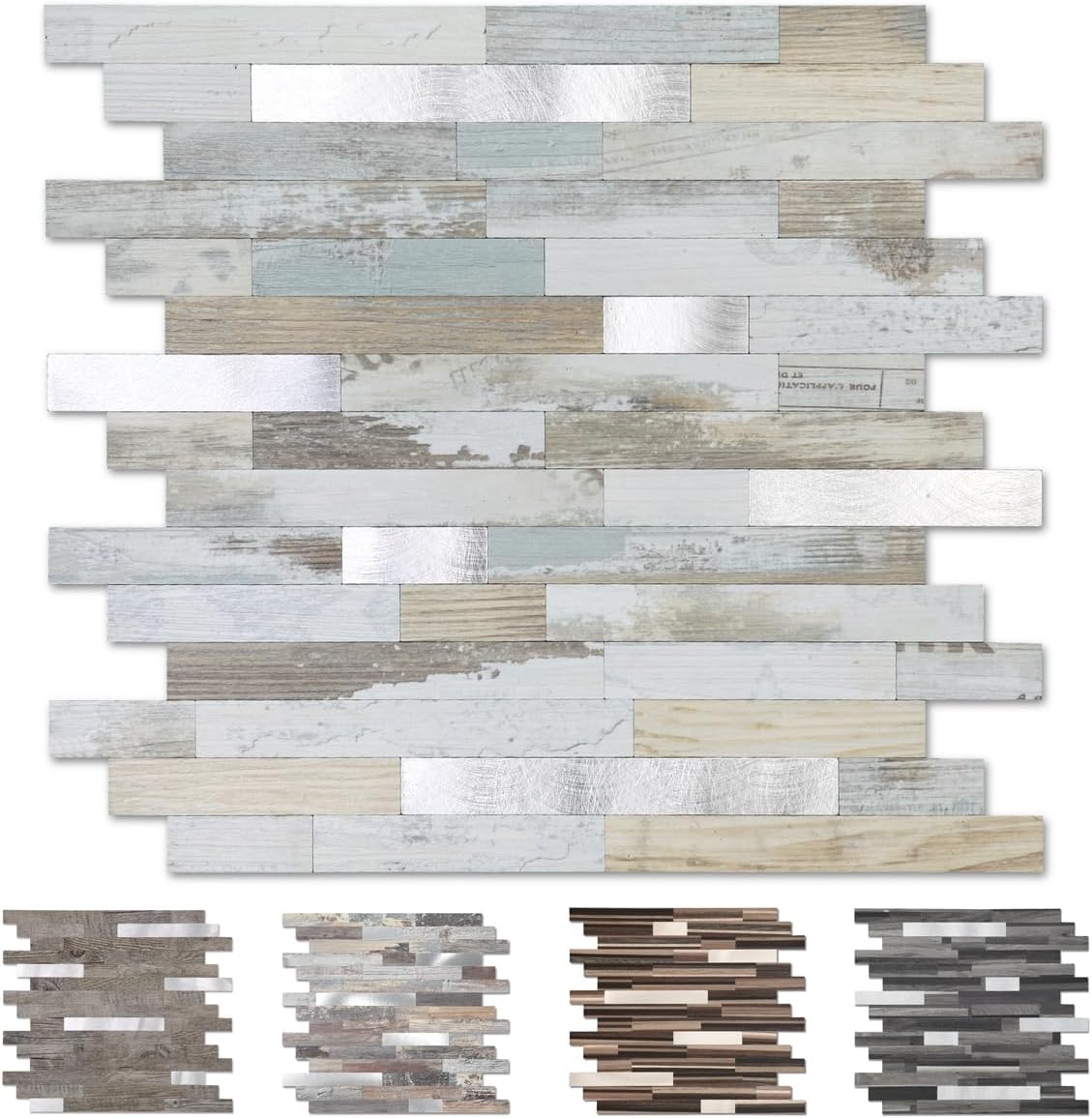 Amazon.com: Yipscazo 10 Sheets Peel and Stick Stone Metal Tile ...