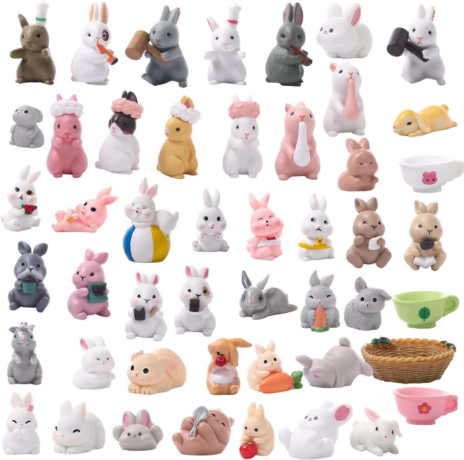 Amazon.com: Kayzyue Mini Rabbit Statue Toy for Decoration - 2 Inches ...