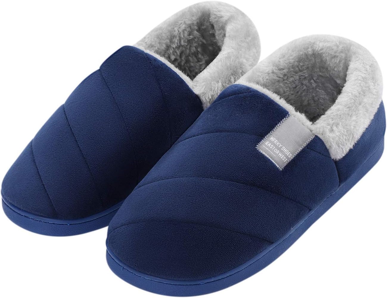 Plush Indoor Cotton Slippers Men’s Winter Warm Home Shoes with Cover ...