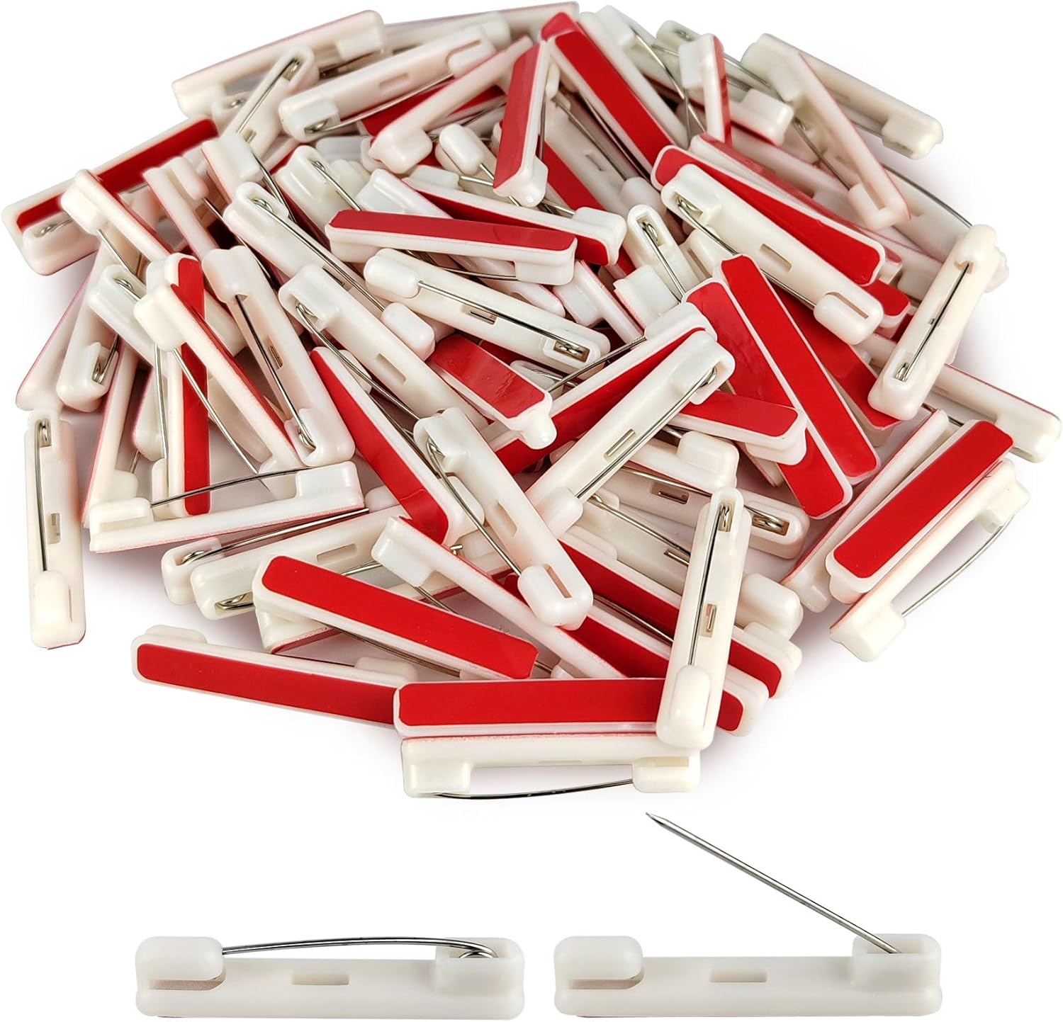 Amazon.com: 50 Pcs White Safety Pins, Badge Pins with Sticky Strips for ...