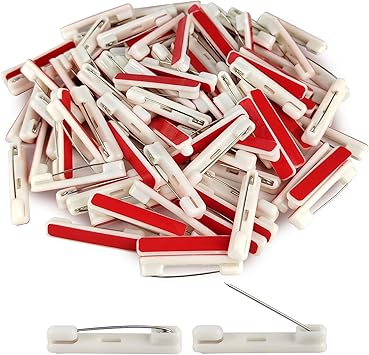 Amazon.com: 50 Pcs White Safety Pins, Badge Pins with Sticky Strips for ...