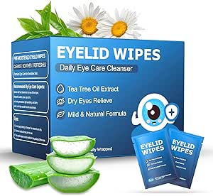 30PCS Eyelid Cleansing Wipes for Blepharitis, Tea Tree Oil Eyelid Wipes ...