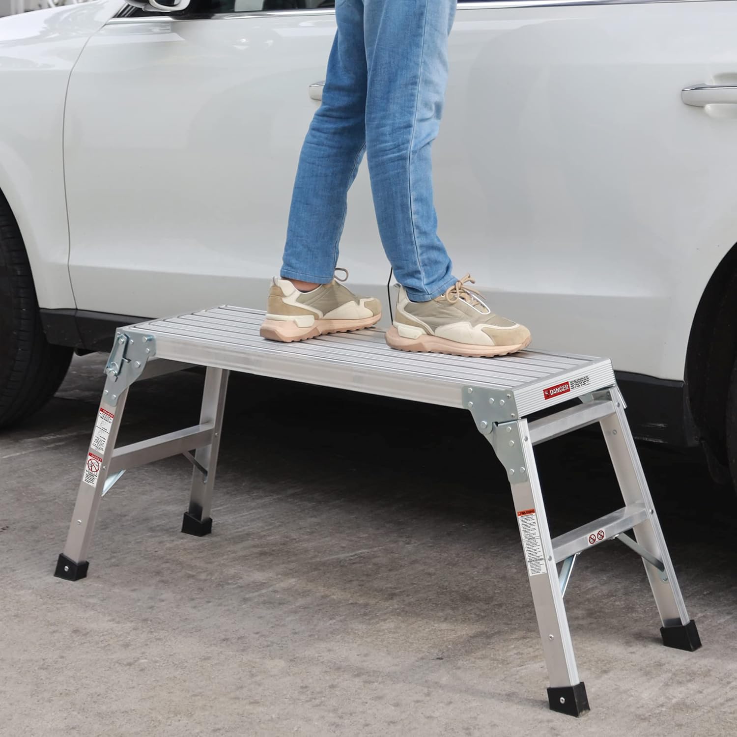 Work Platform Aluminum Step Ladder, Duty Bench Portable Folding Ladders ...