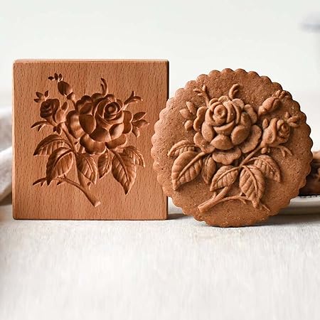 Amazon.com: MOTEERLLU Wooden Cookie Molds, Wooden Cookie Stamps for ...