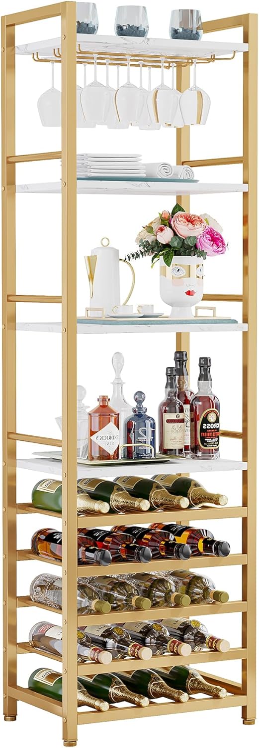Amazon.com: LITTLE TREE Freestanding Floor Wine Rack, 9 Tier Wine Bar ...