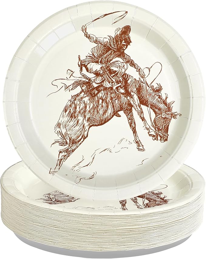 Amazon.com: 50Pcs Western Cowboy Paper Plates 10" Heavy Duty Disposable ...