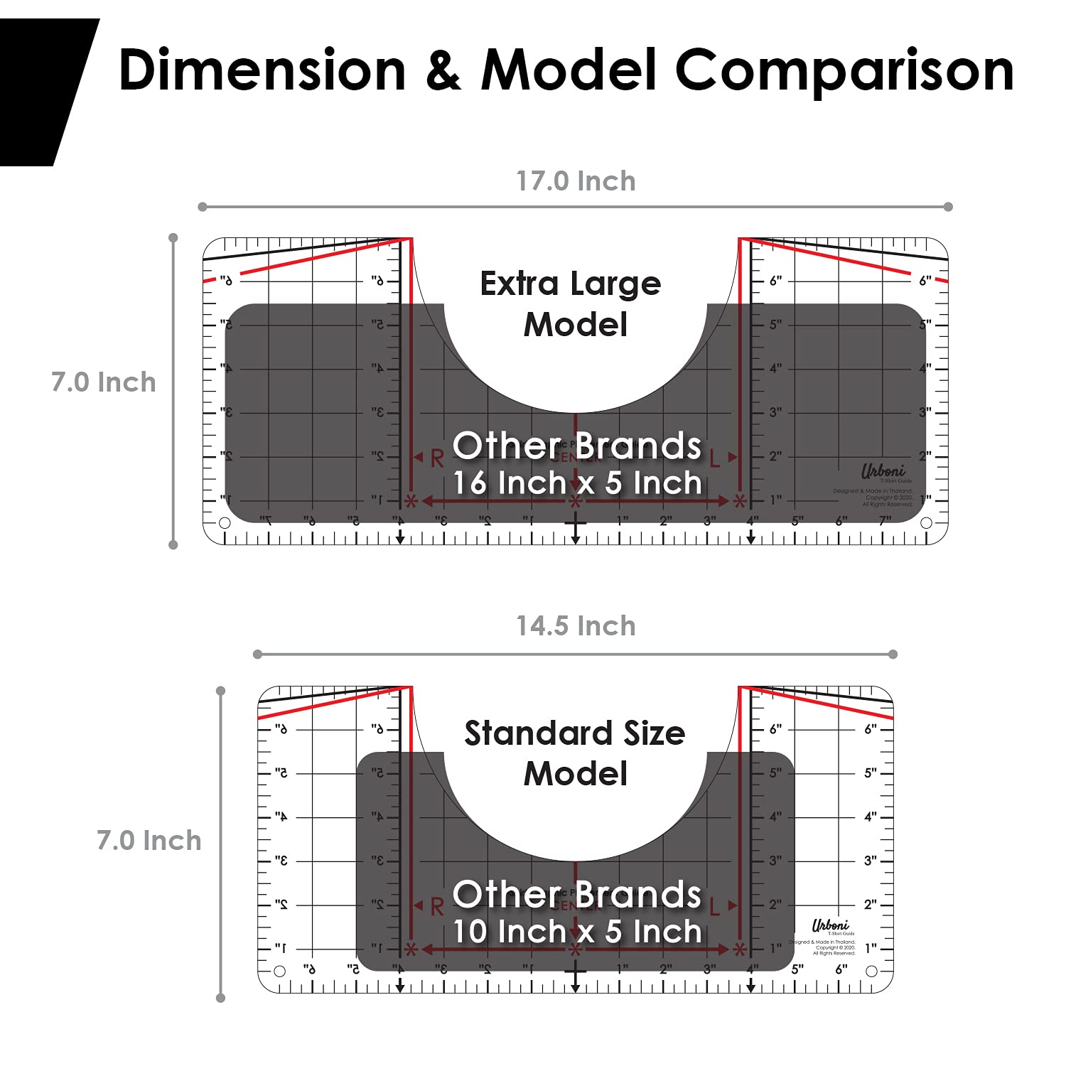 Buy Standard Size - Tshirt Ruler Guide for Vinyl Alignment, T Shirt ...