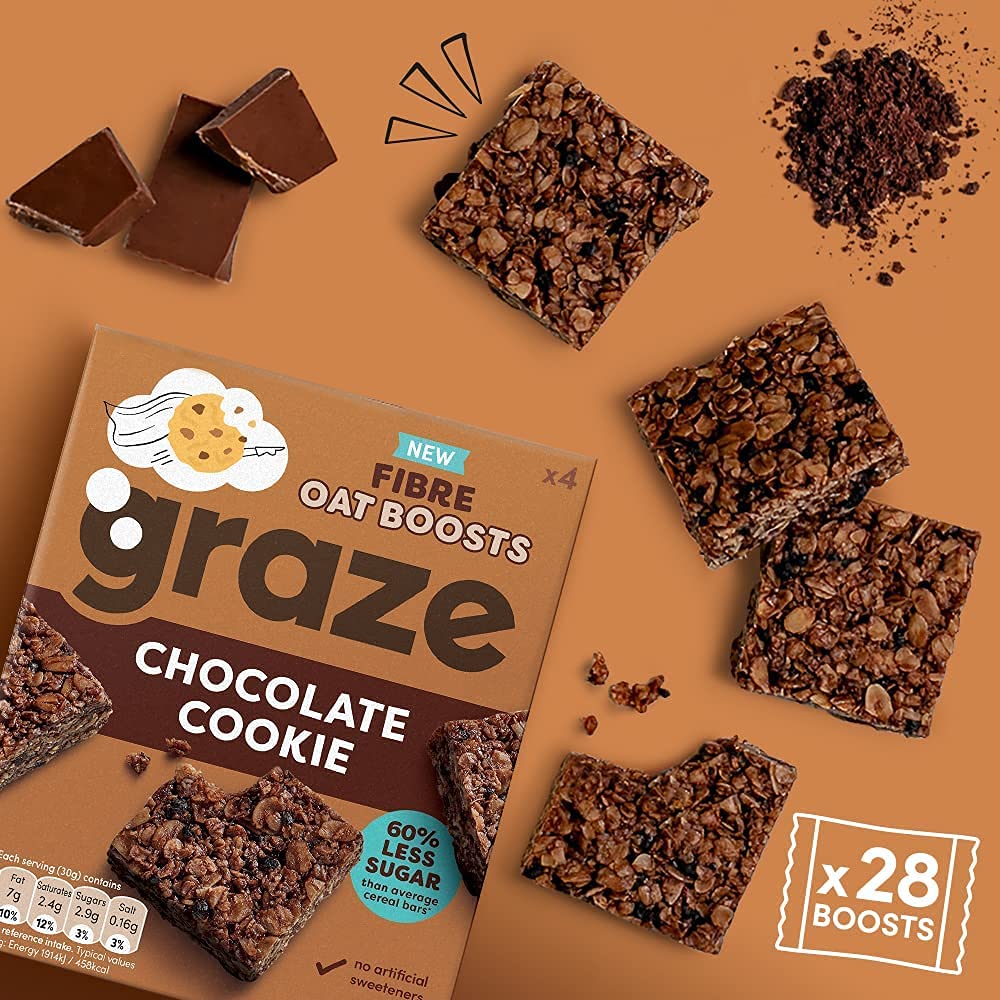 Buy Graze Chocolate Cookie Protein Oat Boost Bars - Vegan Healthy ...