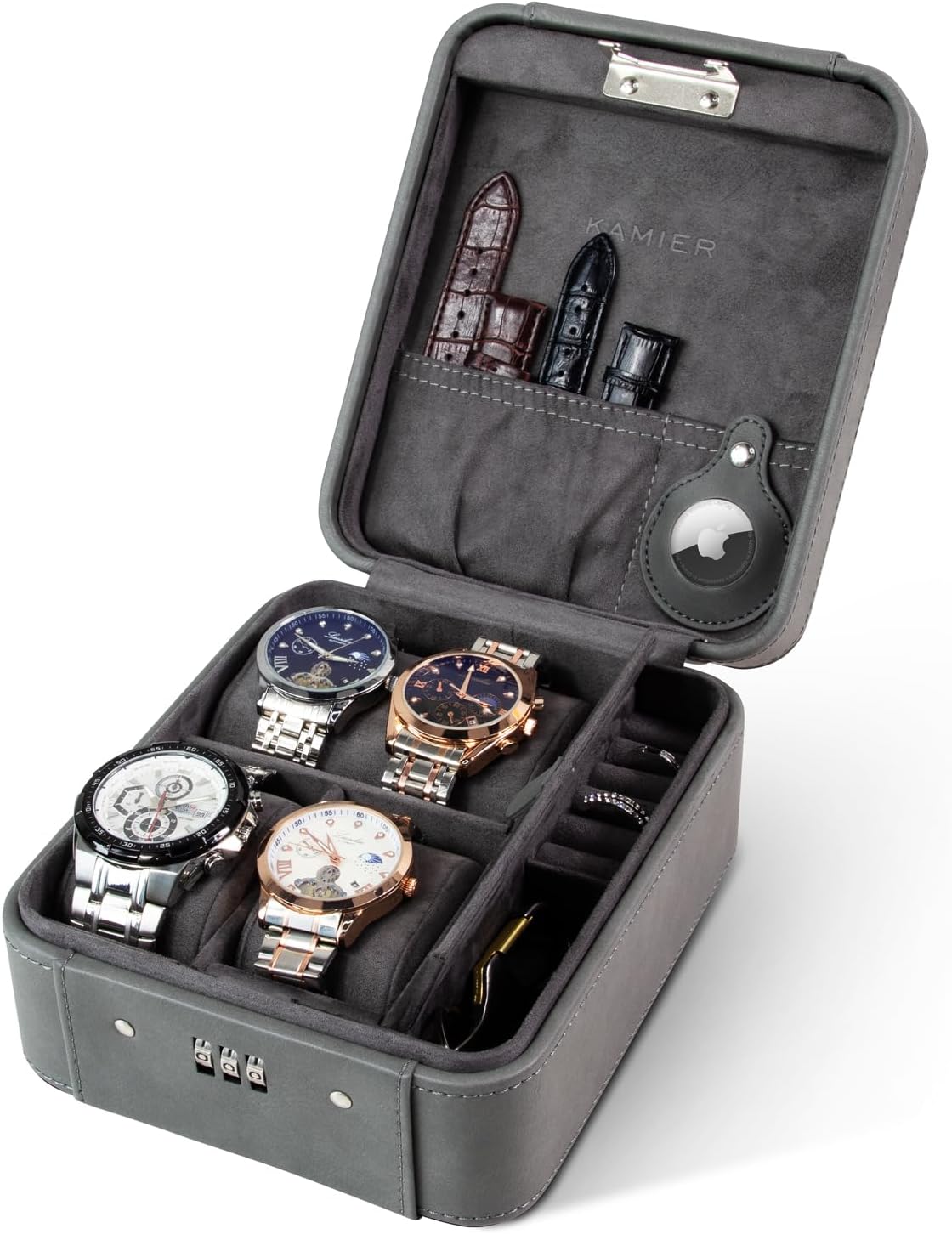 Amazon.com: KAMIER Watch Case with Combination Lock - 4 Watch Storage ...