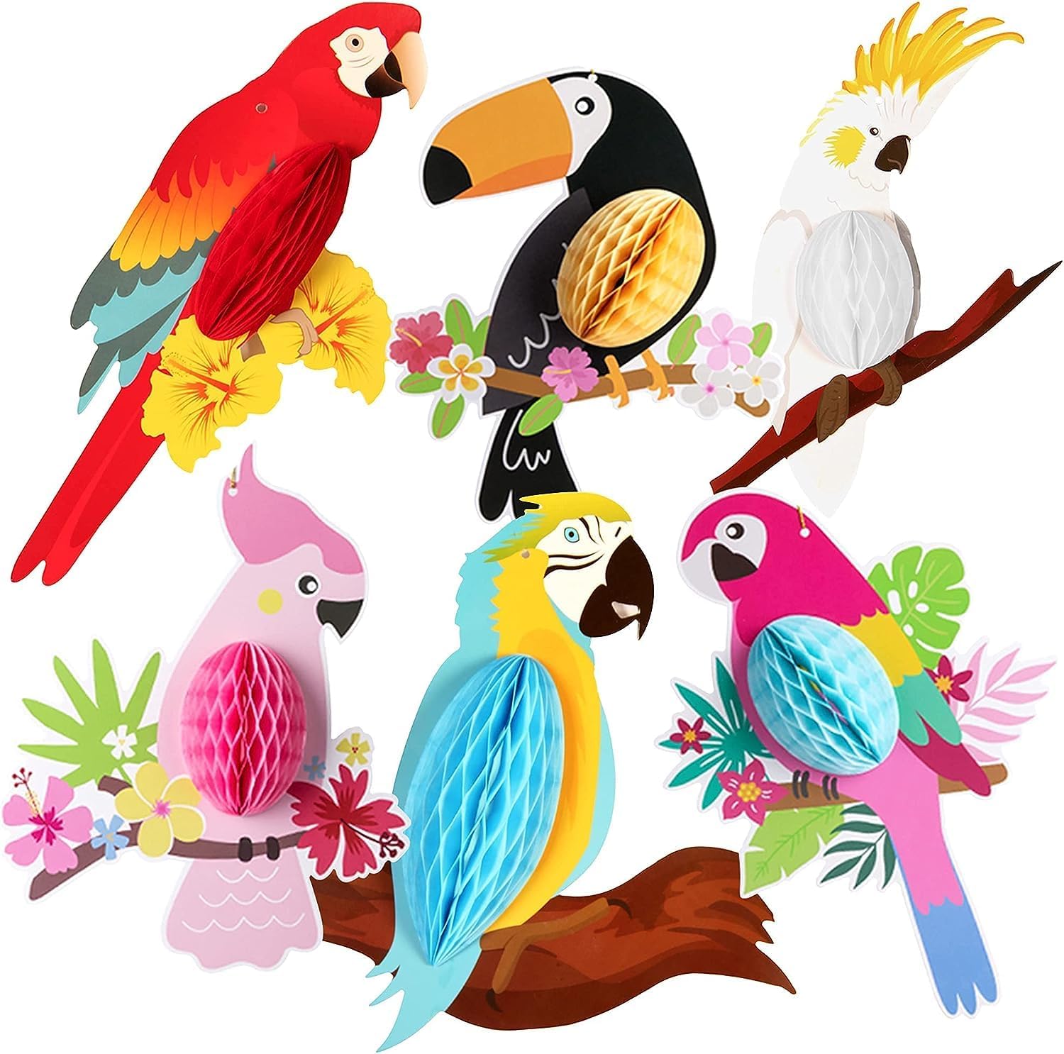 Amazon.com: Vanujoy 6PCS Tropical Parrot Birds Party Decorations ...