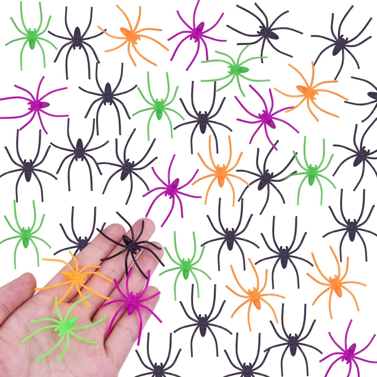 Amazon.com: KOMIDK 120 Pieces Plastic Spiders 4 Colors False Spider for ...