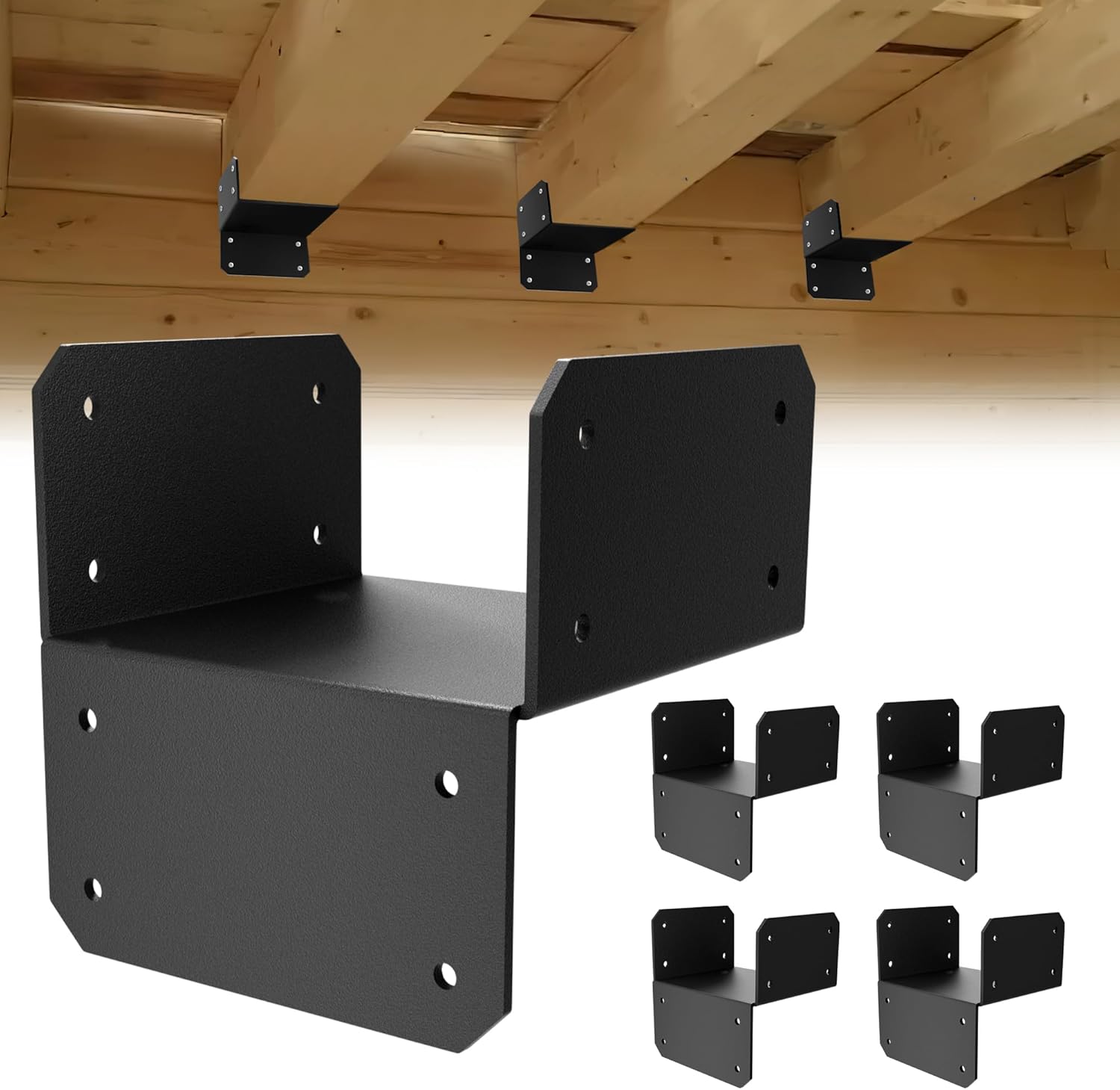 4 Pcs Black Joist Anchor Connector, Post Caps Tie Bracket for 6"x 6 ...