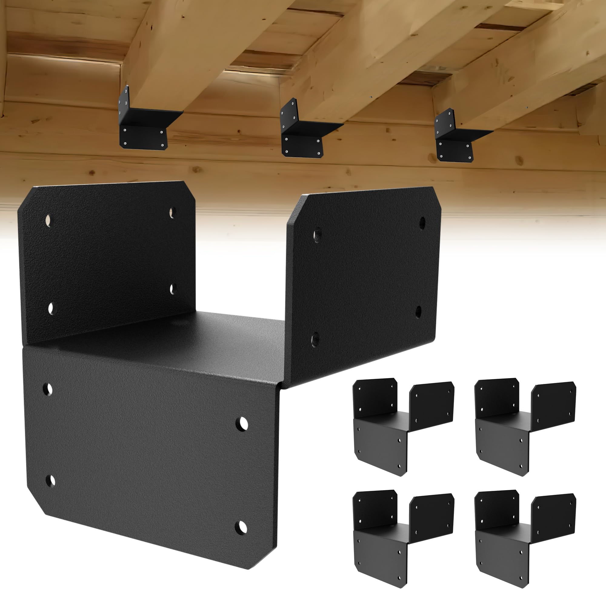 Amazon.com: 4 Pcs Black Joist Anchor Connector, Post Caps Tie Bracket ...