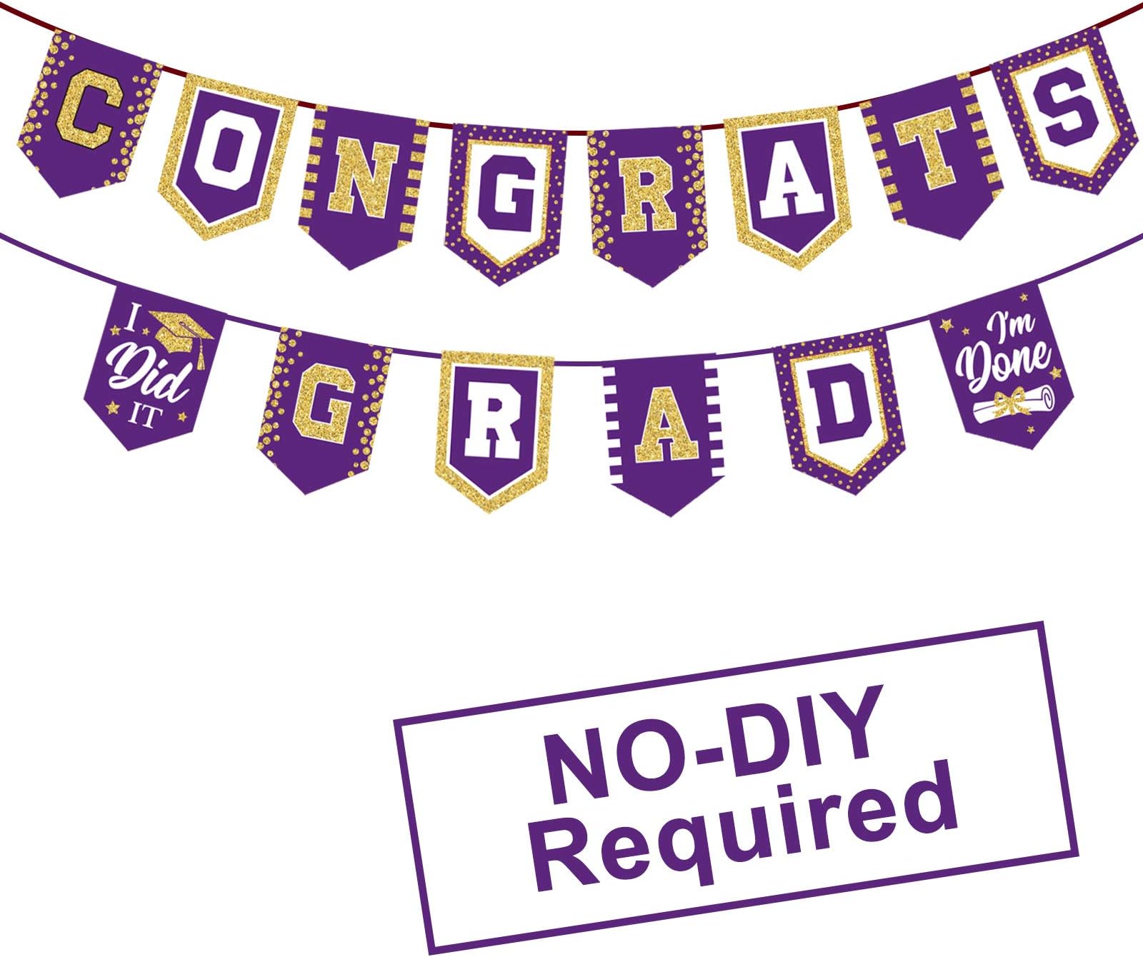 Amazon.com: Graduation Party Decorations - Purple Gold Porch Sign ...