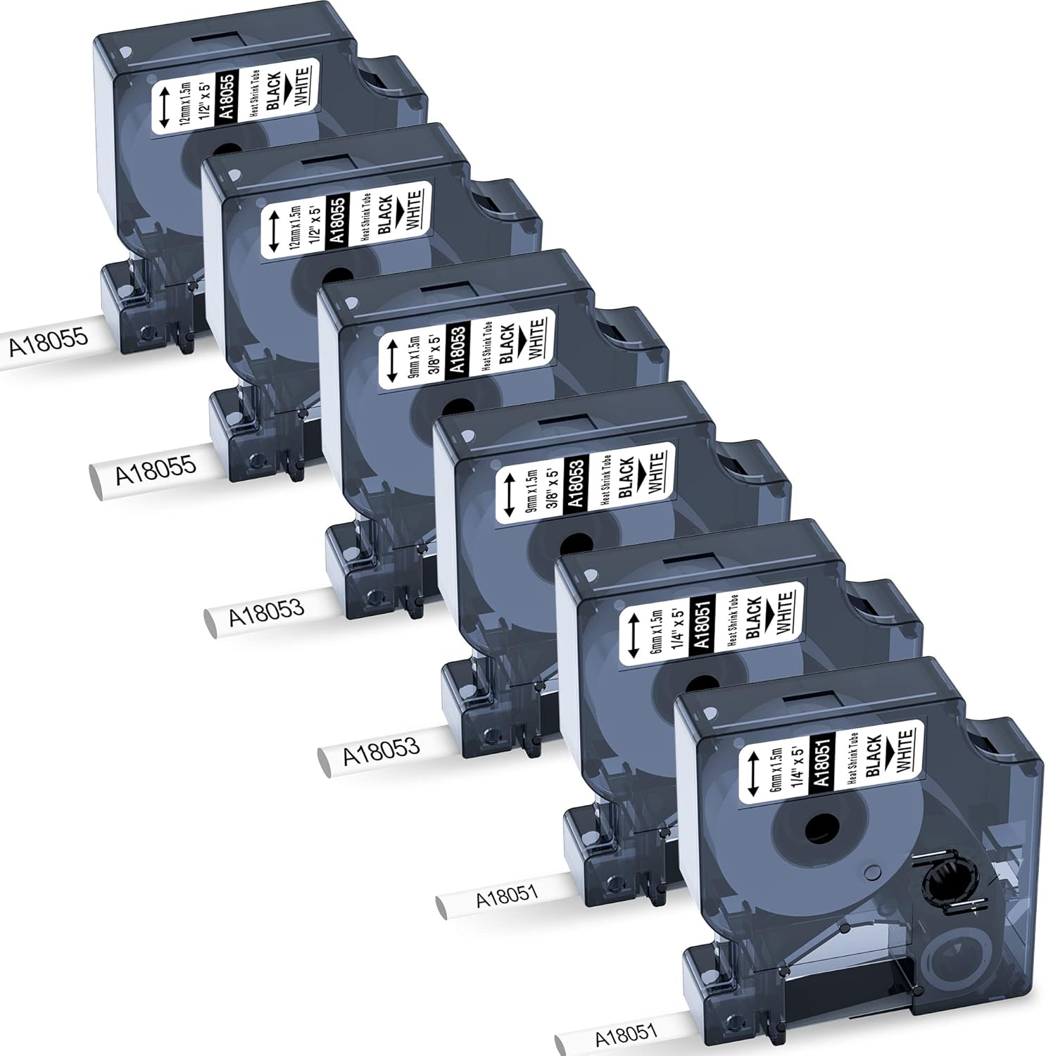 Amazon.com: 18051 18053 18055 Label Tape Compatible with Dymo Rhino Heat Shrink Tube Labels ...