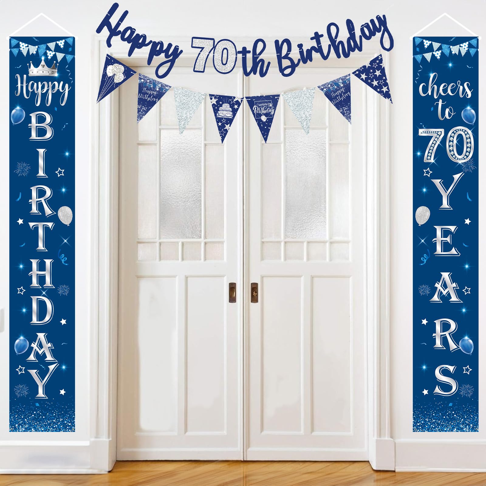 Snapklik.com : 70th Birthday Decorations Kit Blue Silver, 70th Happy ...