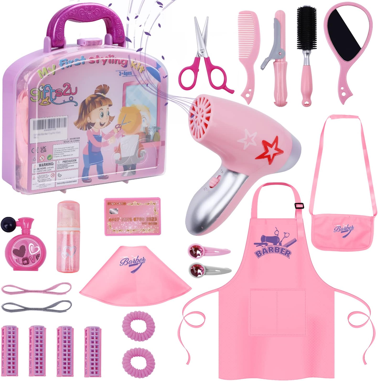 Gifts2U Girls Beauty Salon Set, 23 Pcs Kids Toy Kit Pretend Hair ...