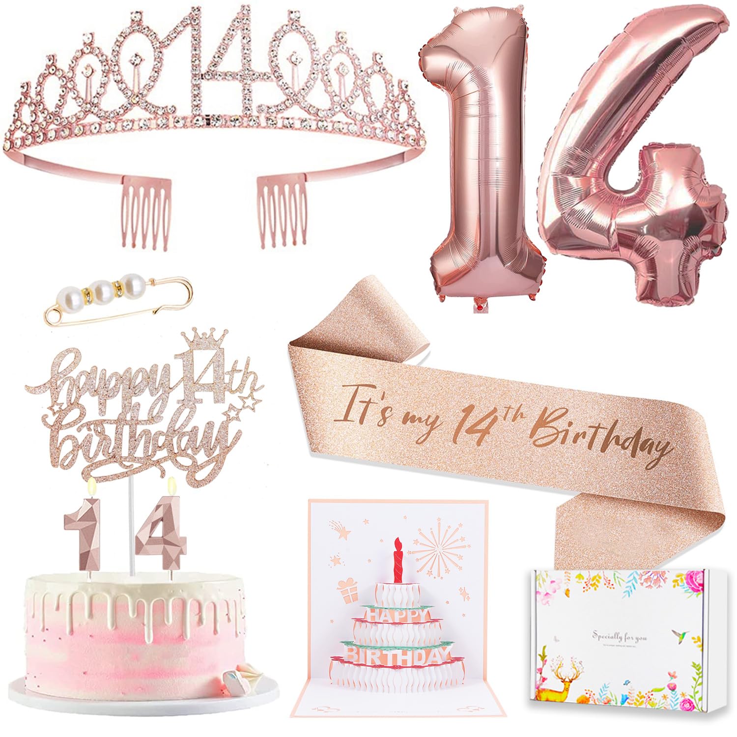 Snapklik.com : 14th Birthday Decorations For Girls, 14th Birthday Sash ...