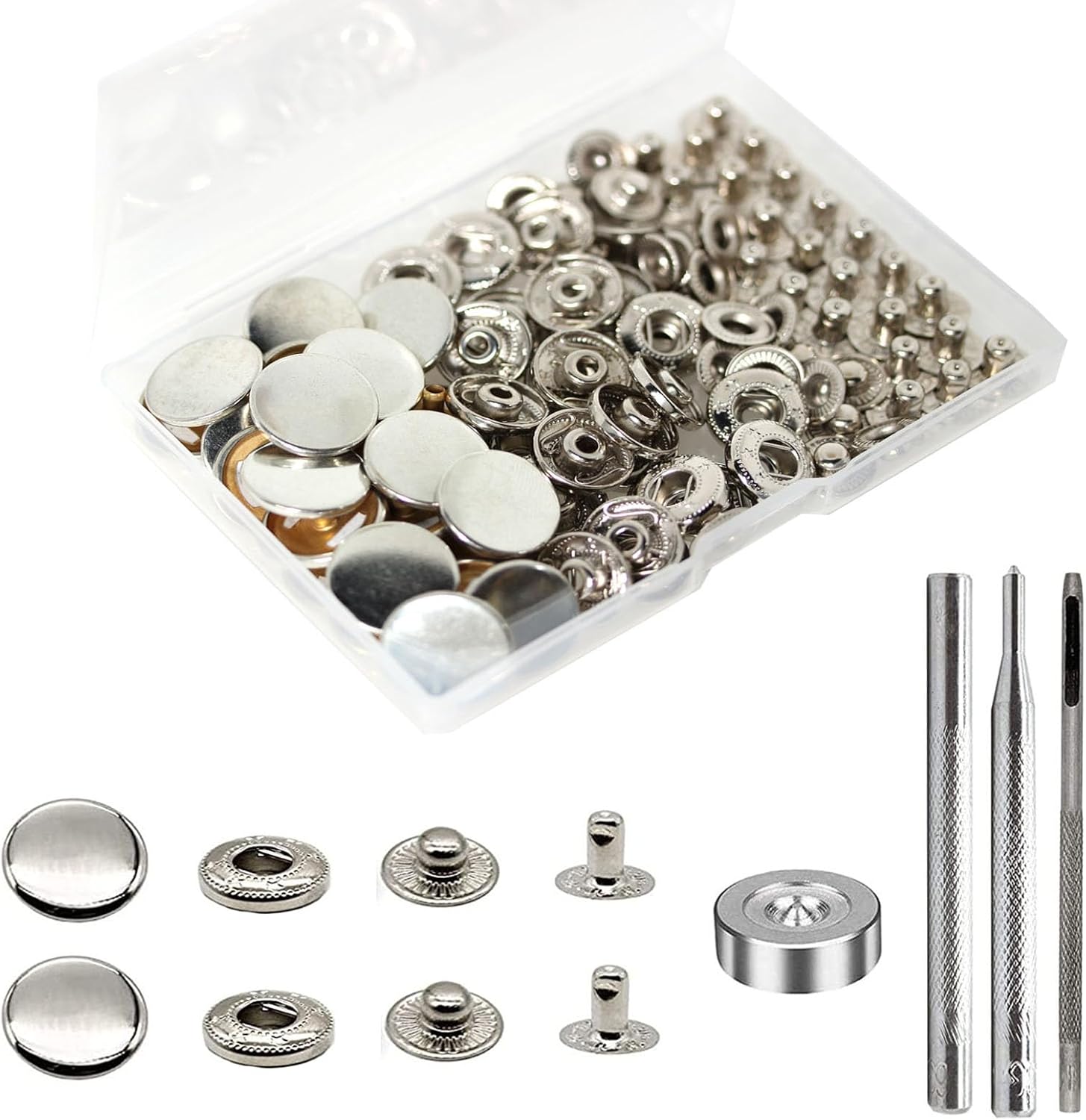 Amazon.com: BetterJonny 24 Sets Heavy Duty Leather Snap Fasteners Kit ...