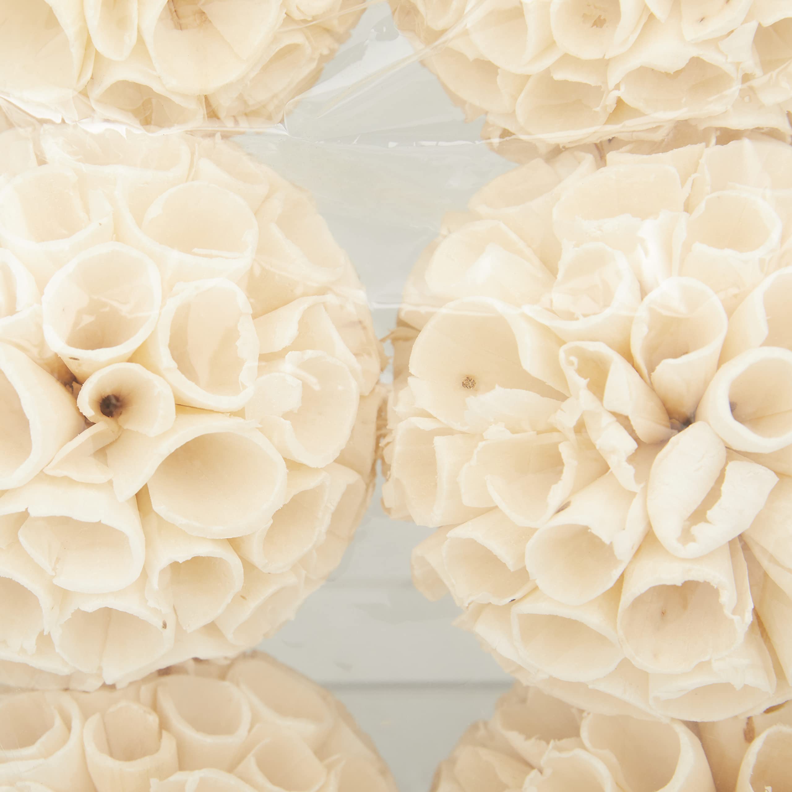 Deco 79 Dried Plant Handmade Orbs & Vase Filler, Set of 2 4"D, Beige