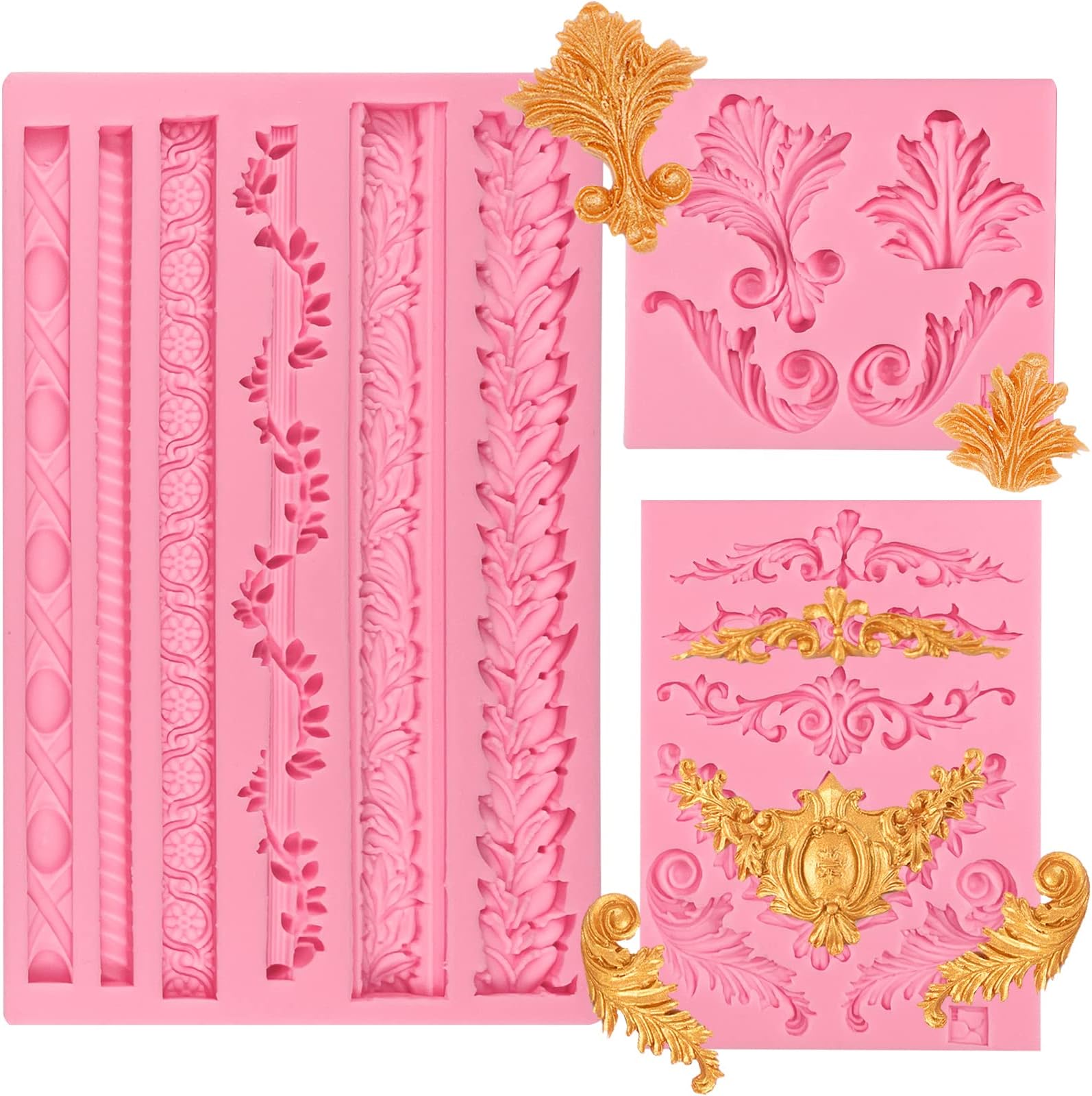 Amazon.com: Neepanda DIY Baroque Scroll Relief Cake Border Silicone ...