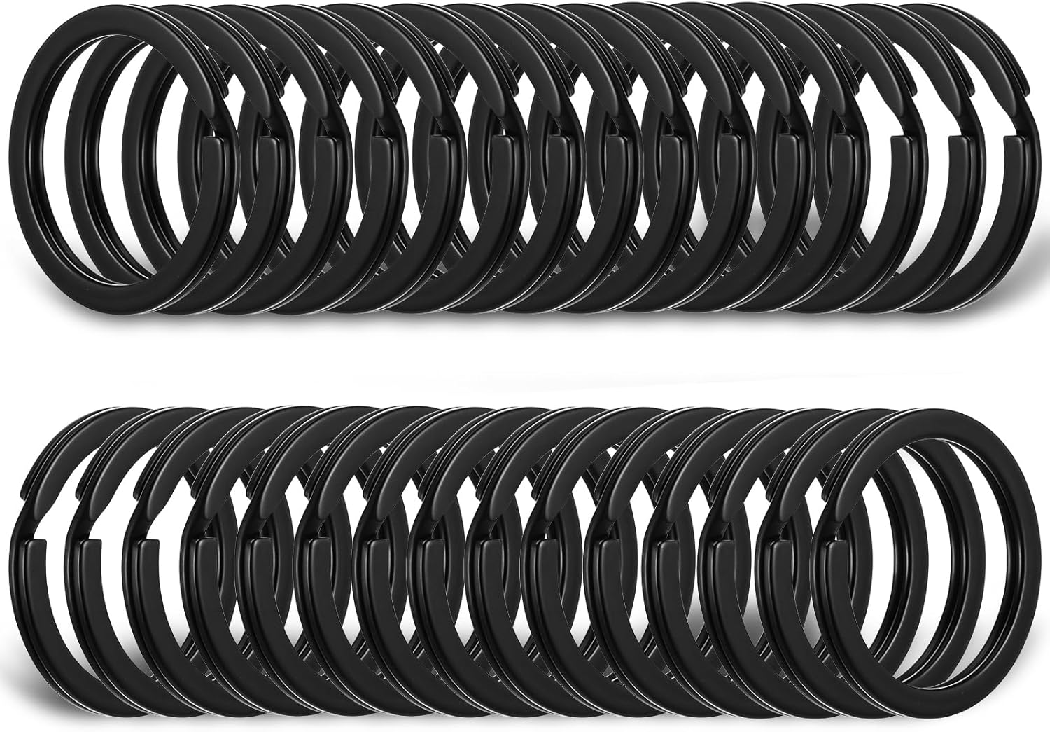 Hpmjz 40PCS Black Key Ring Round O Rings Flat Stainless Steel Split ...