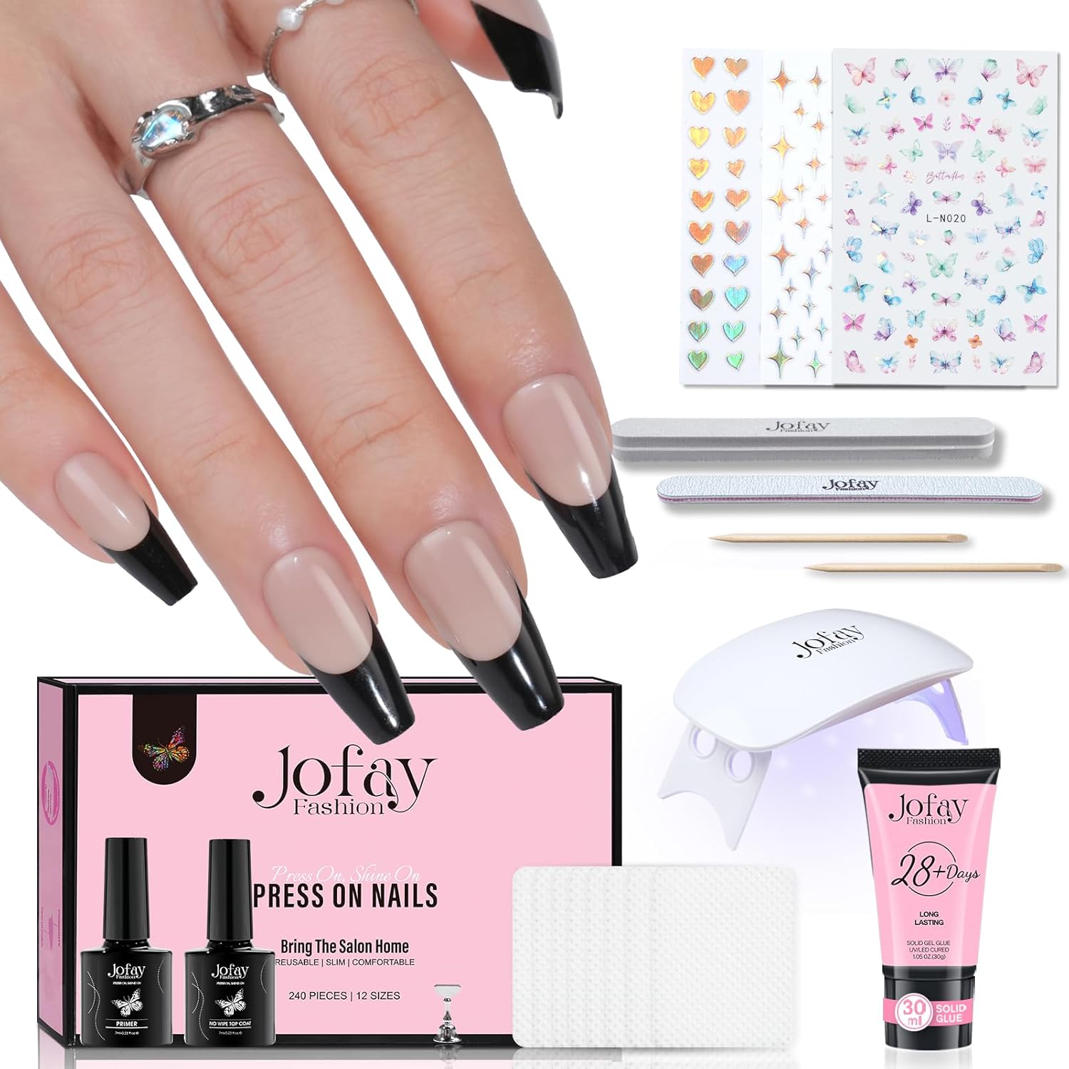 Amazon.com: French Gel Nail Tips Kit, Jofay Fashion French Tip Press On ...