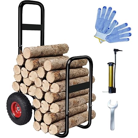 Amazon.com: VEVOR Firewood Log Cart, 250 lbs Capacity, Outdoor and ...