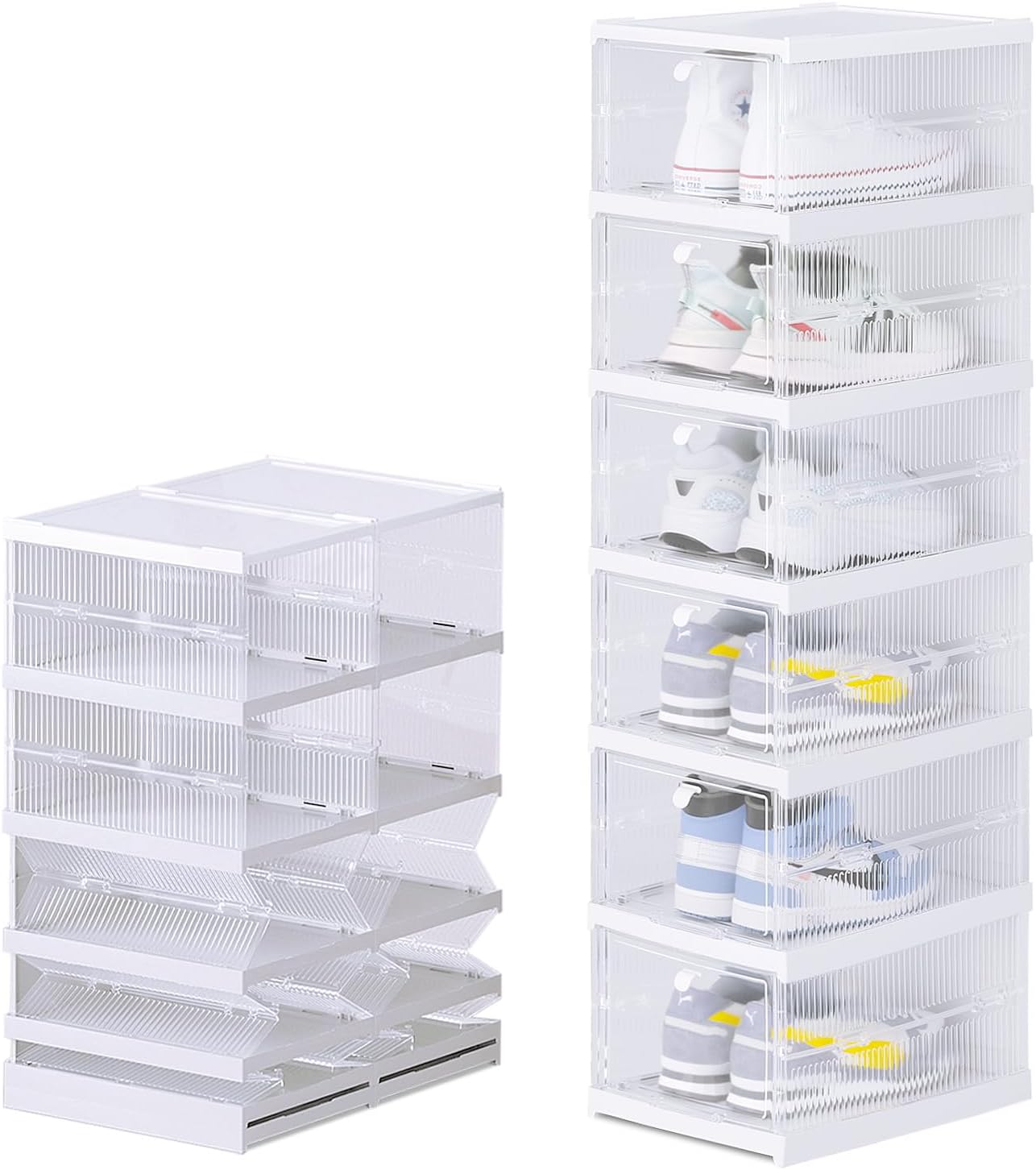 Amazon.com: Damokoo 6-Layer Stackable Folding Shoe Storage Box,No ...