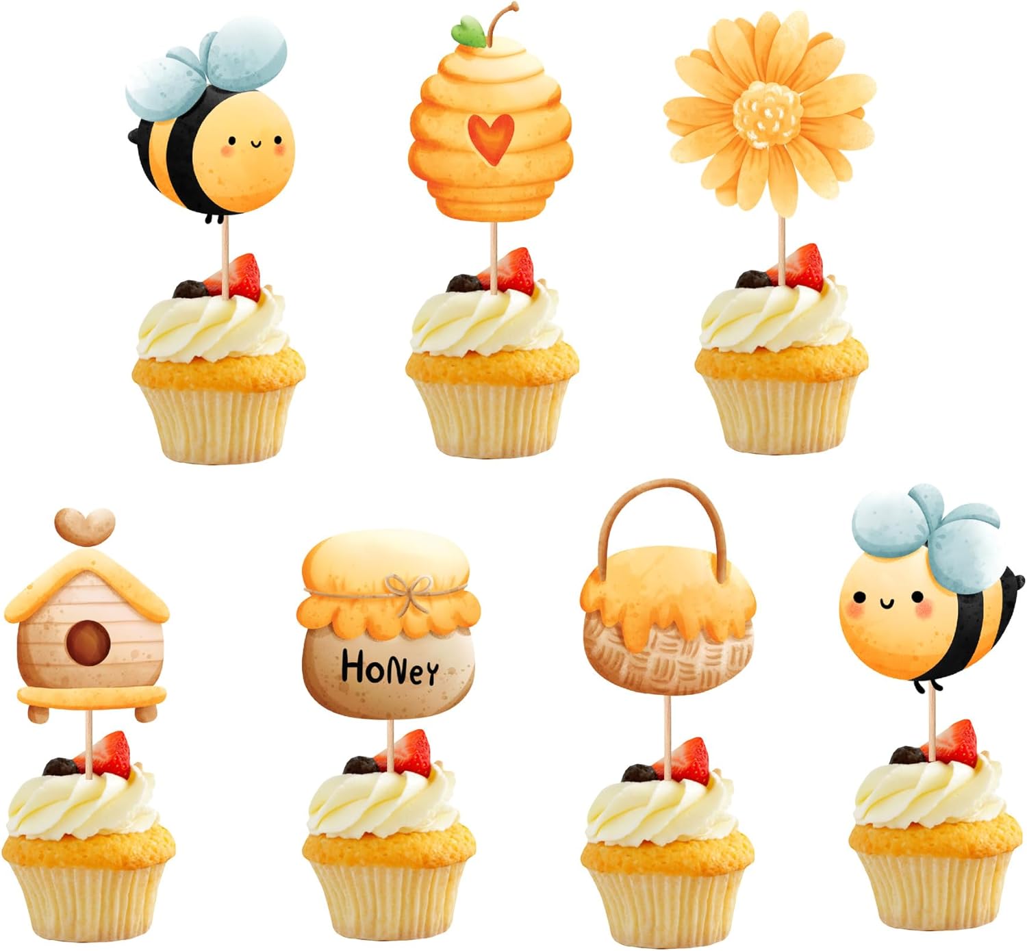 Amazon.com: SAMOKA Decoración para cupcakes de abeja, 21 piezas de ...