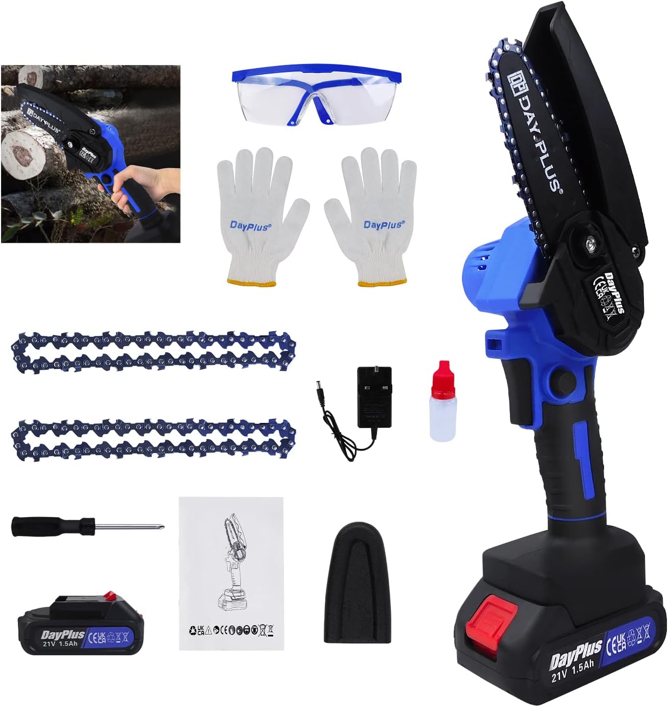 KATSU FIT-BAT 21V Brushless Cordless Electric Chainsaw 12 Inch with ...