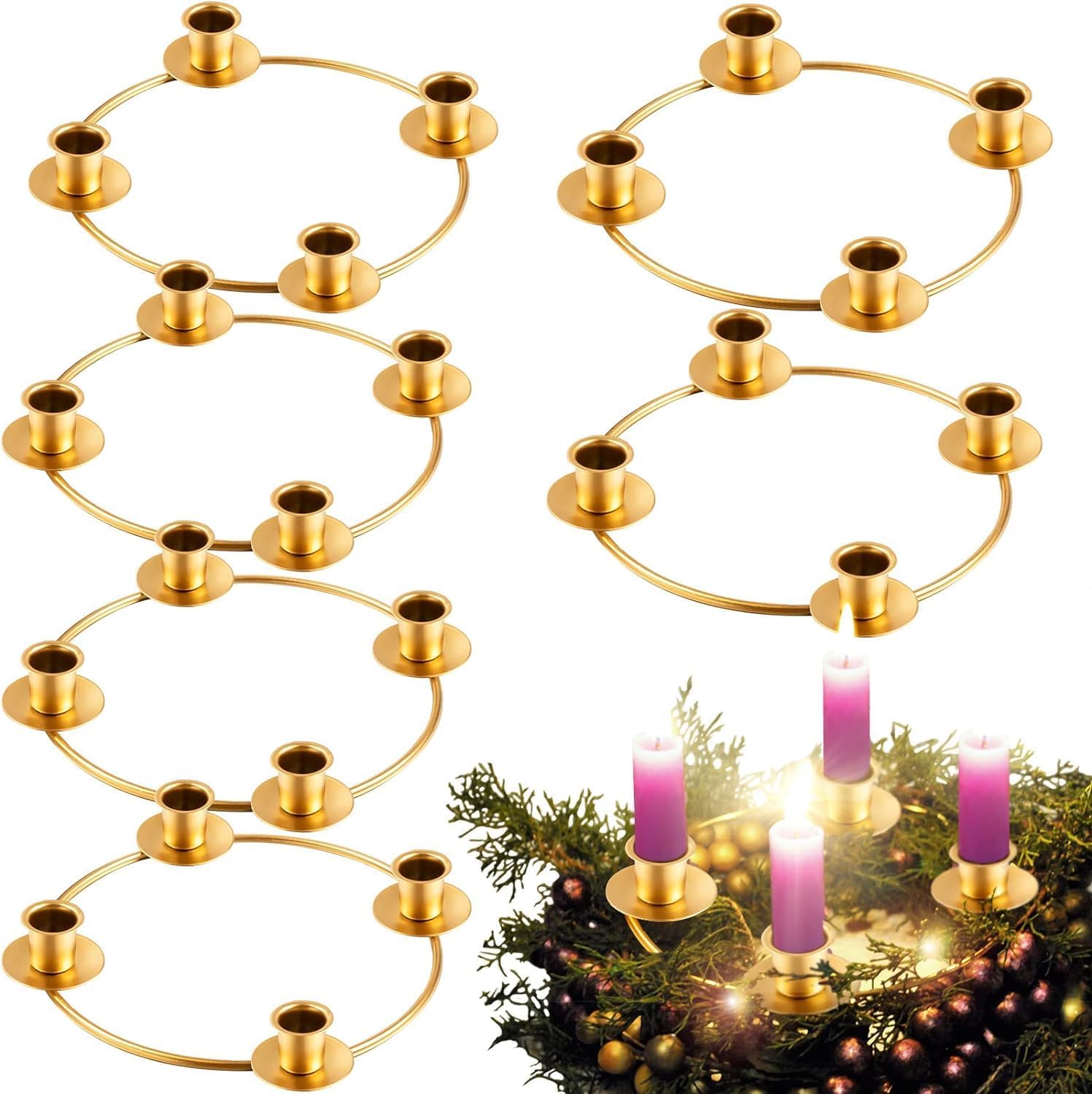 Amazon.com: 6 Pcs 8.3 inch Christmas Advent Wreath Ring Advent Ring ...