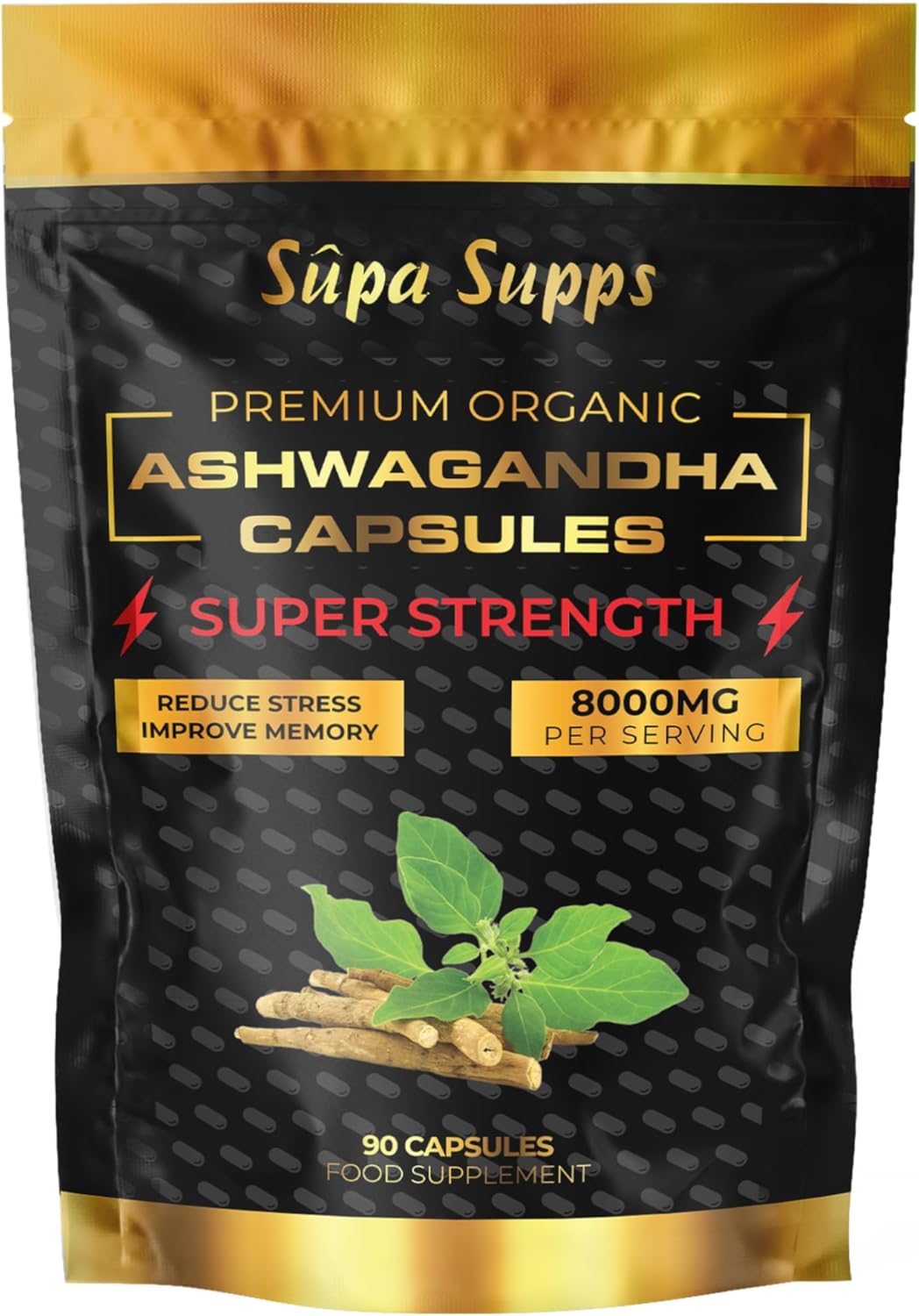 Ashwagandha Capsules 8000MG - 90 Pack - High Strength Cortisol Reducing ...