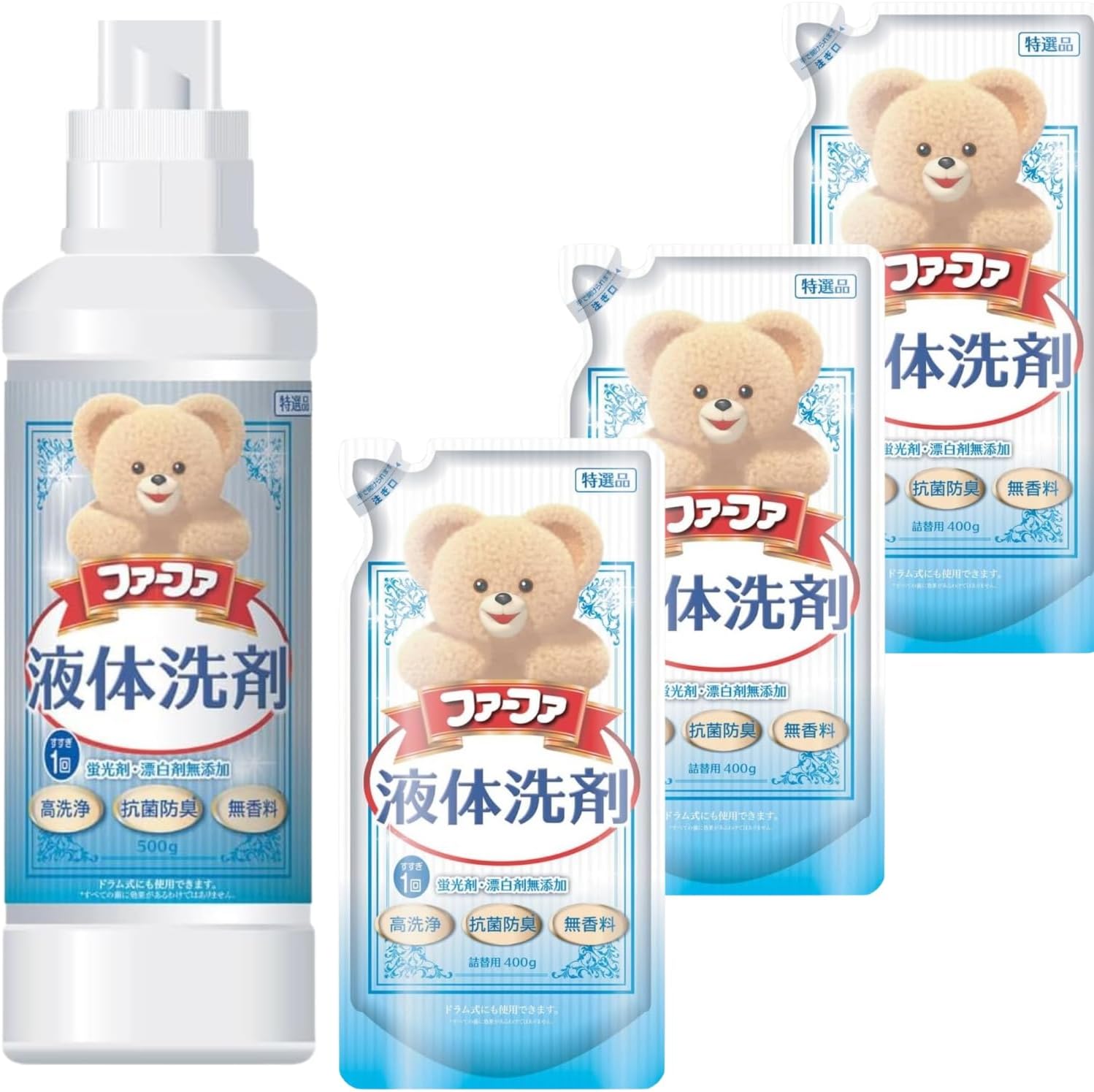 Amazon | ファーファ 液体洗剤 香りひきたつ無香料 +おまけ付き 本体1個＋詰め替え3個 | TKHY | 液体洗剤