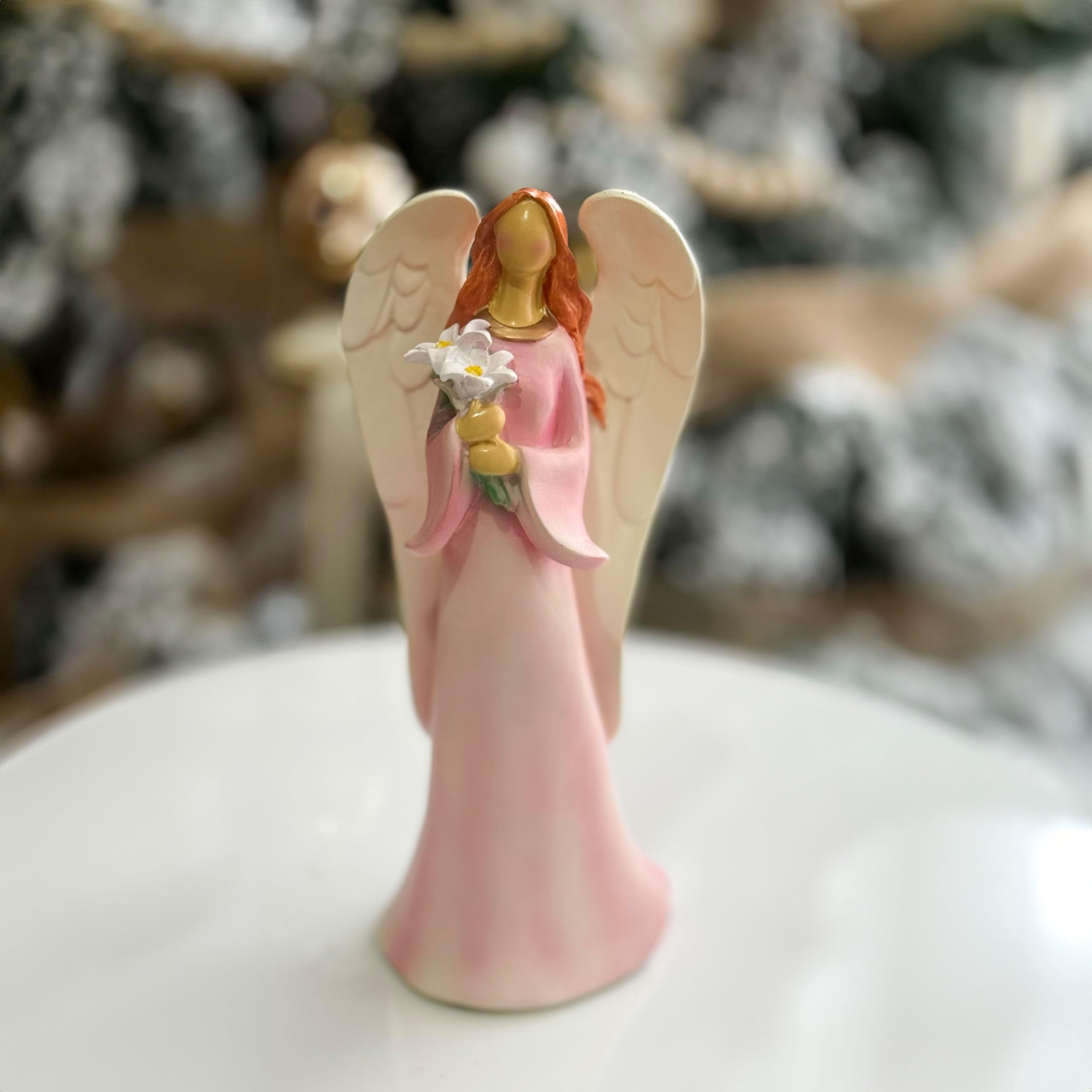 Amazon.com: Cosmos Gifts 20861 Angel in Pink Dress Holding Flowers ...