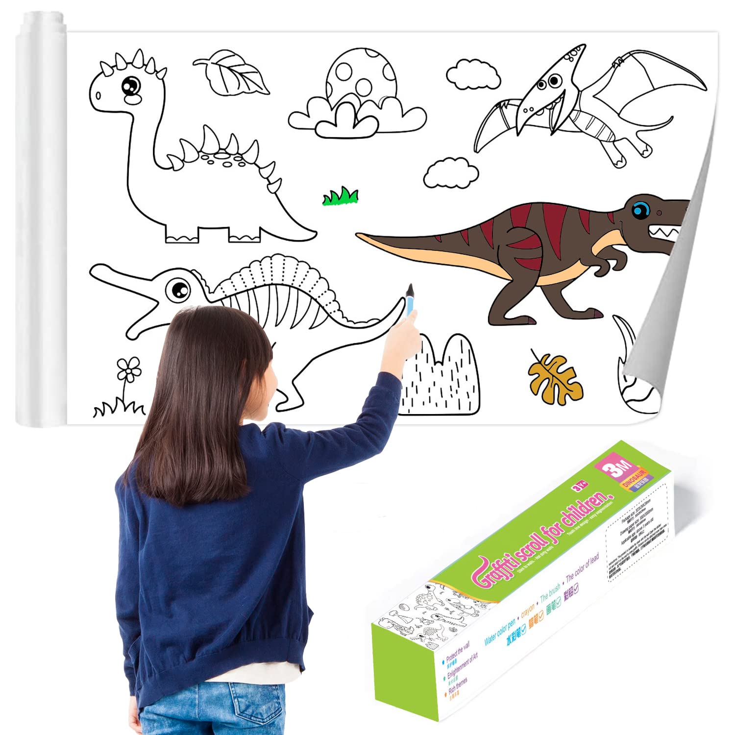 Drawing Paper Roll for Kids DIY Painting Paper 11.8in x 118.1in Roll of ...