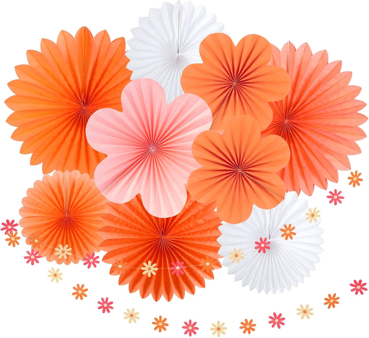 Amazon.com: Orange Pink Paper Fans Party Decorations with Hanging ...