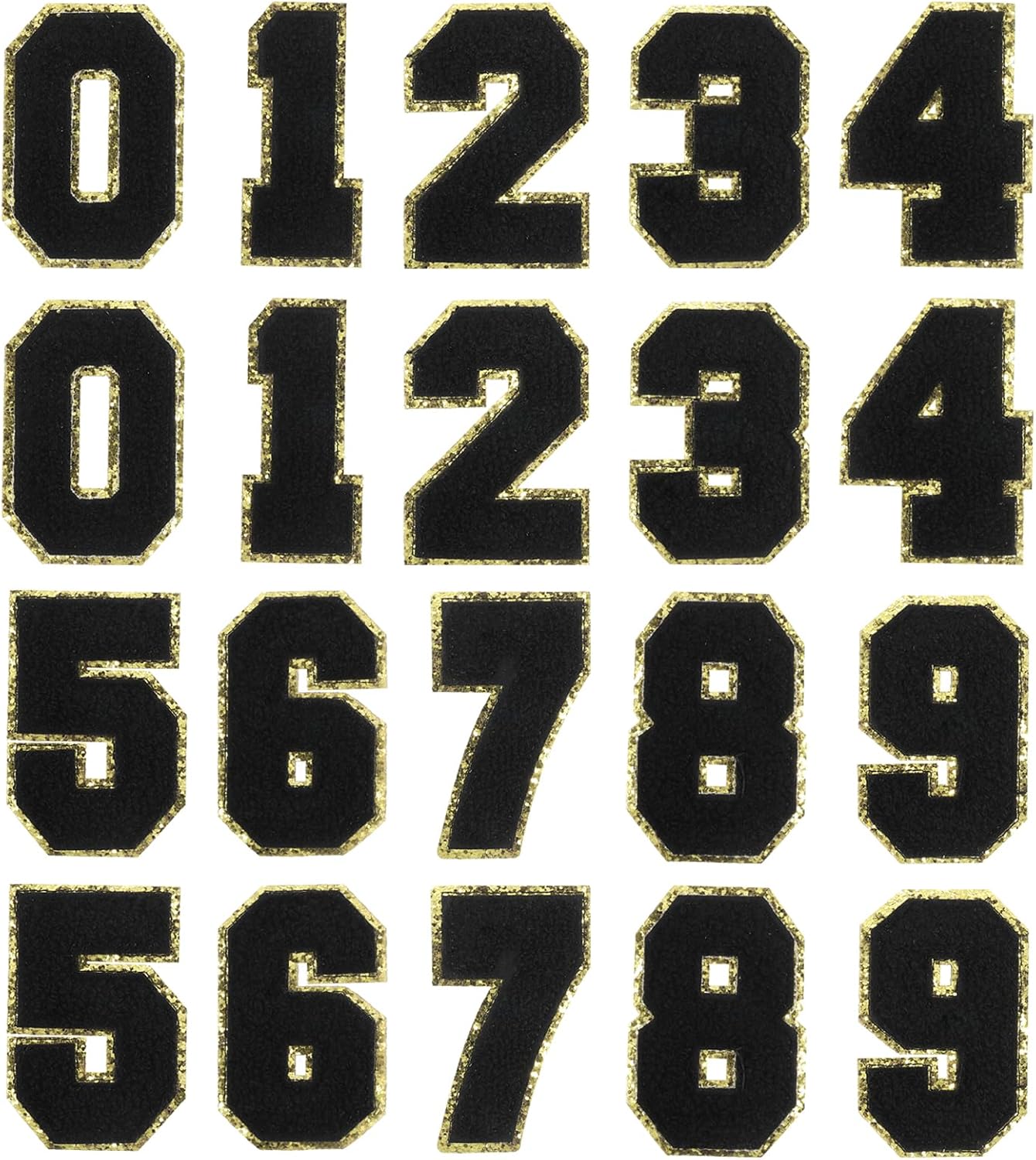 Amazon.com: uxcell 20pcs Glitters Chenille Number Patches 8.4cm / 3.3 ...