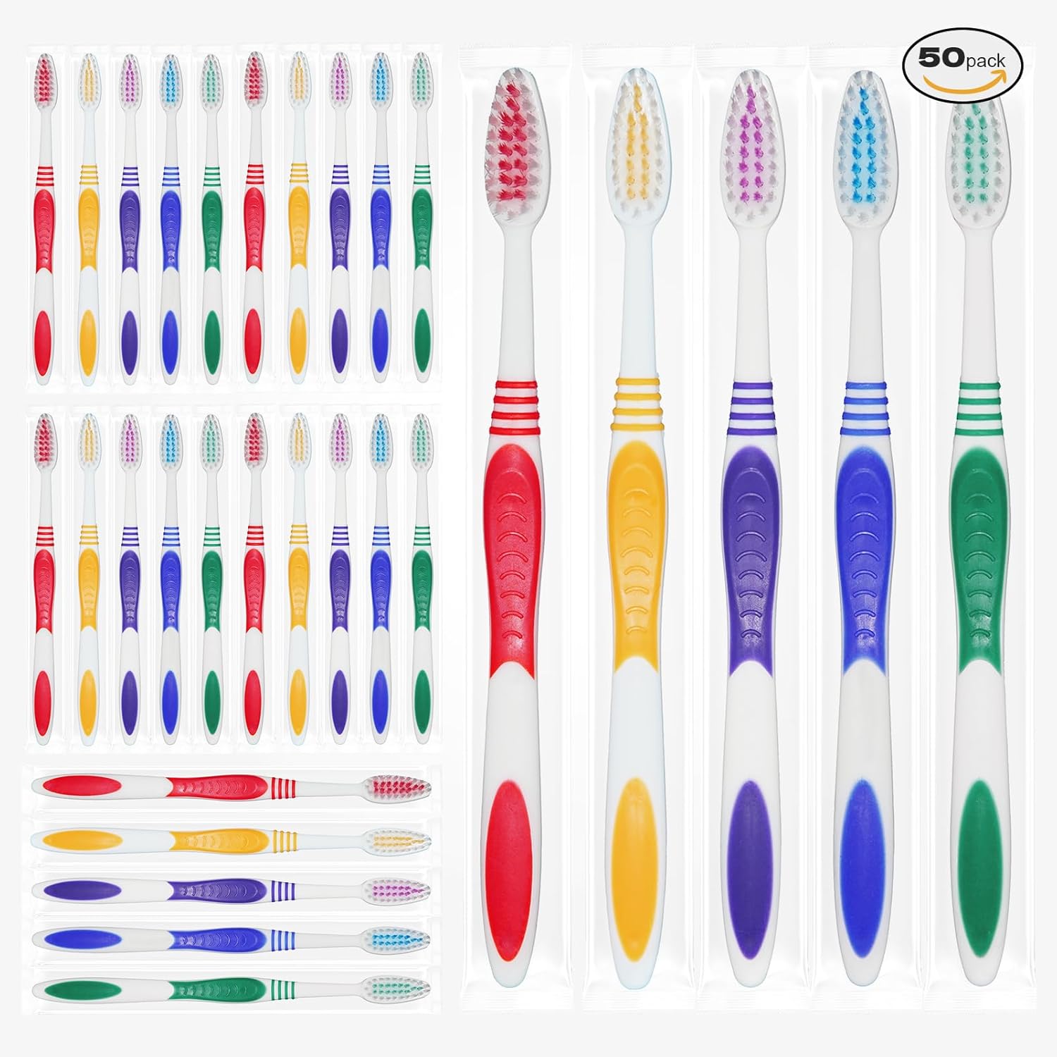 Amazon.com : dadaji 50 Individually Packaged Toothbrushes, Manual ...