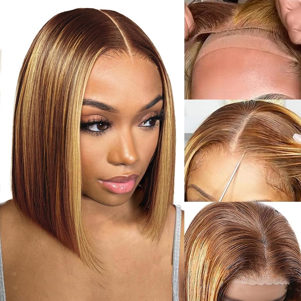 Amazon.com : EECBN Wear and Go Highlight Glueless Lace Front Wigs Human ...
