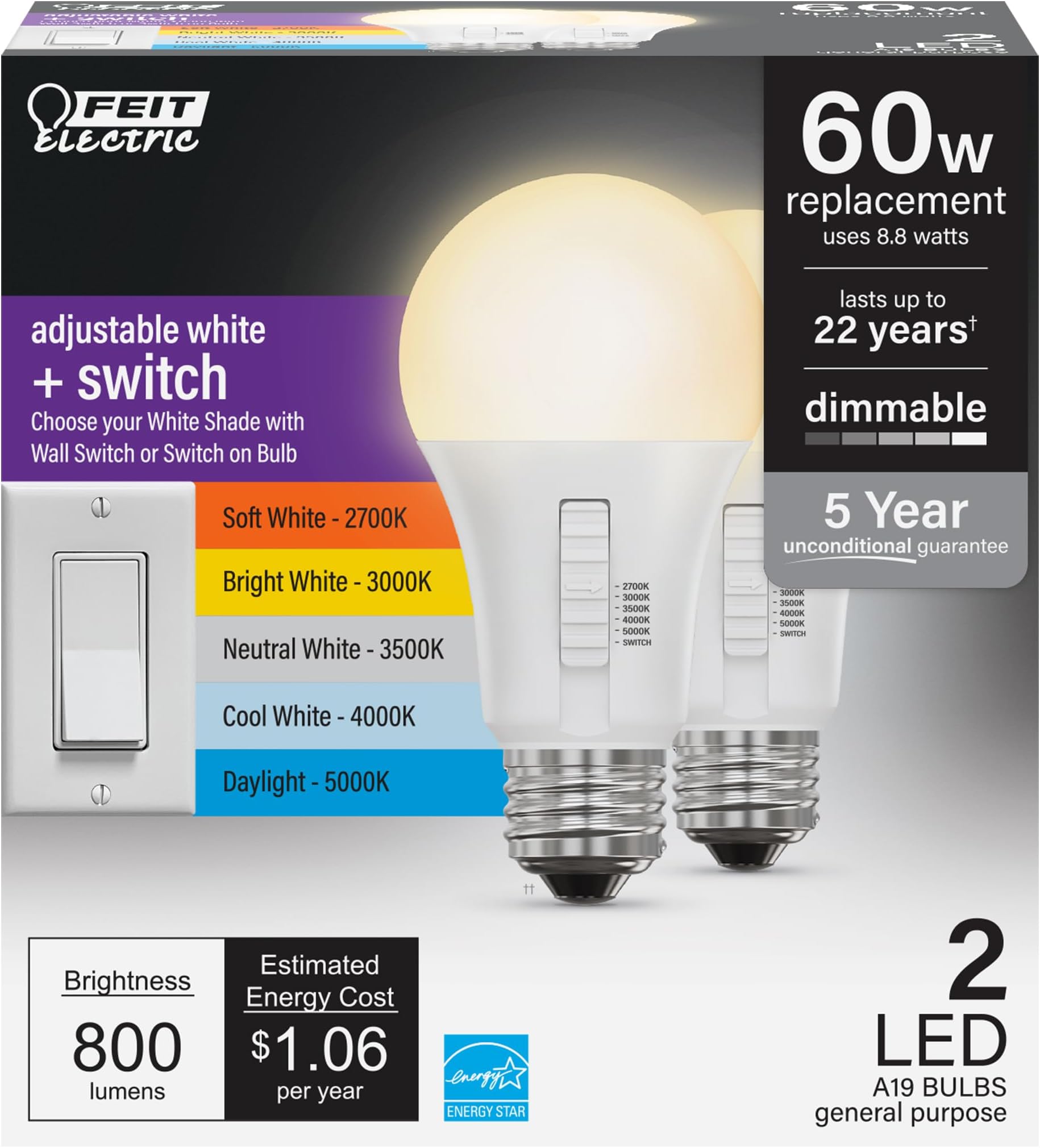 Feit Electric Led 60W Replacement Soft White, 6 Count - Amazon.com
