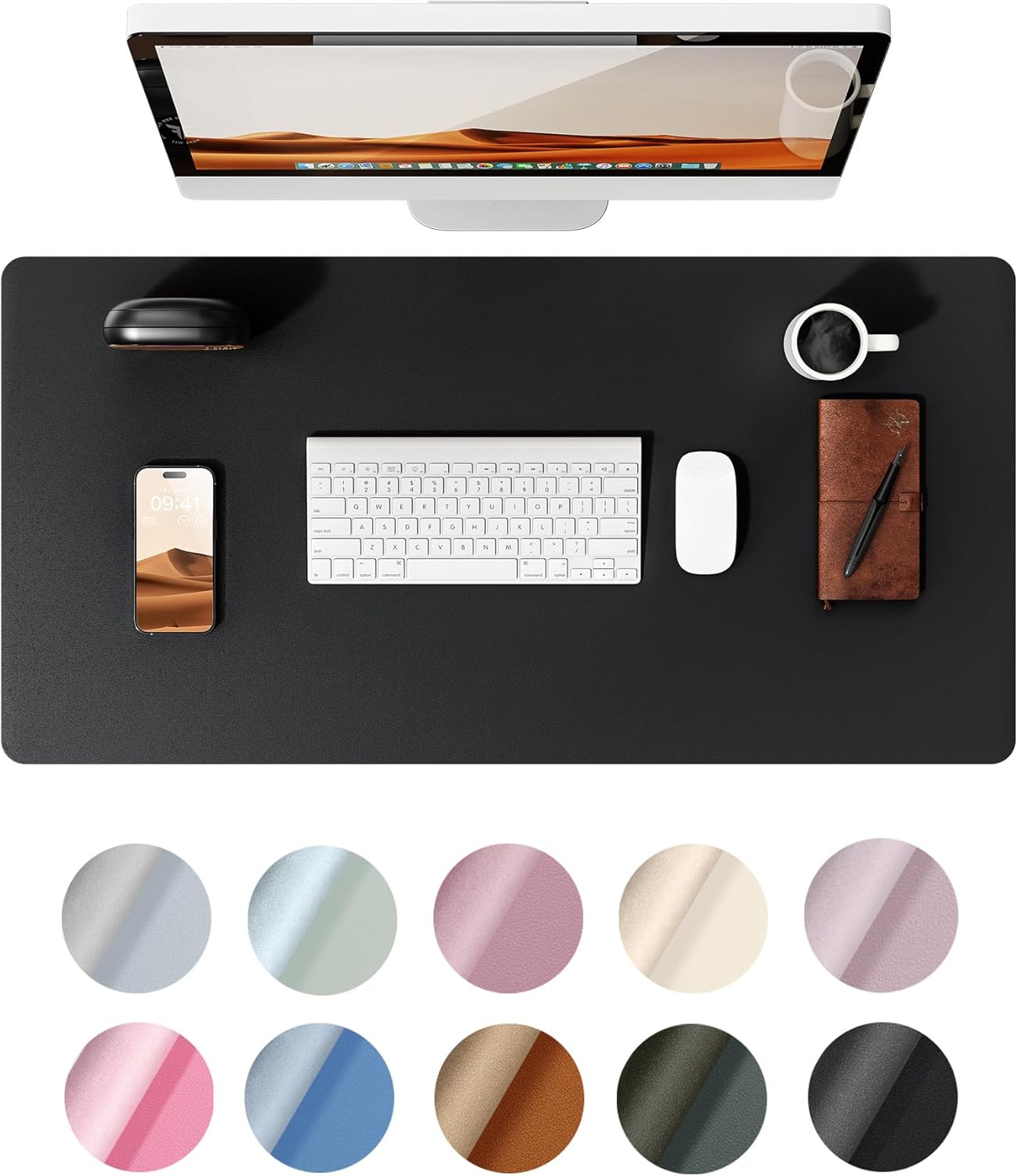 YSAGi Leather Desk Mat, Large Mouse Mat, Non-Slip Desk Pad Desk ...