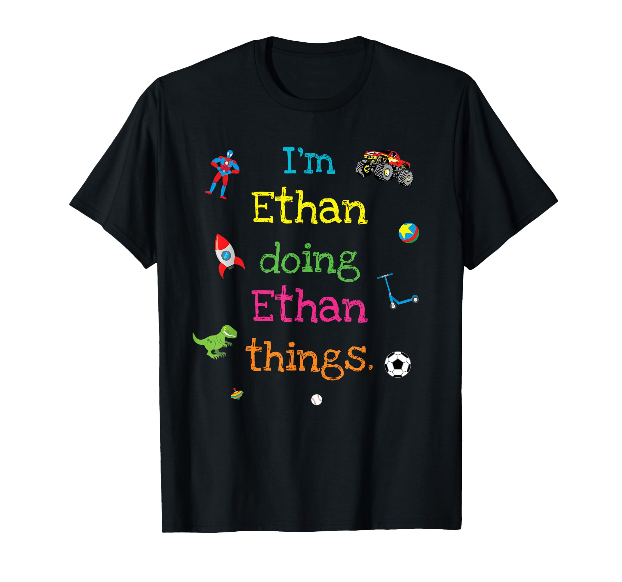 Amazon.com: Ethan Cute Personalized Kid's Cartoon Gift For Boys T-Shirt ...